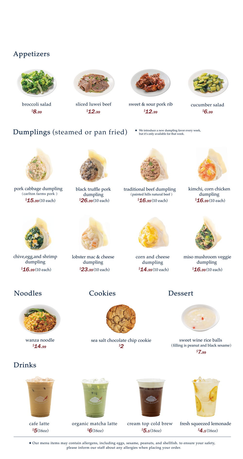 Menu — dodo dumpling