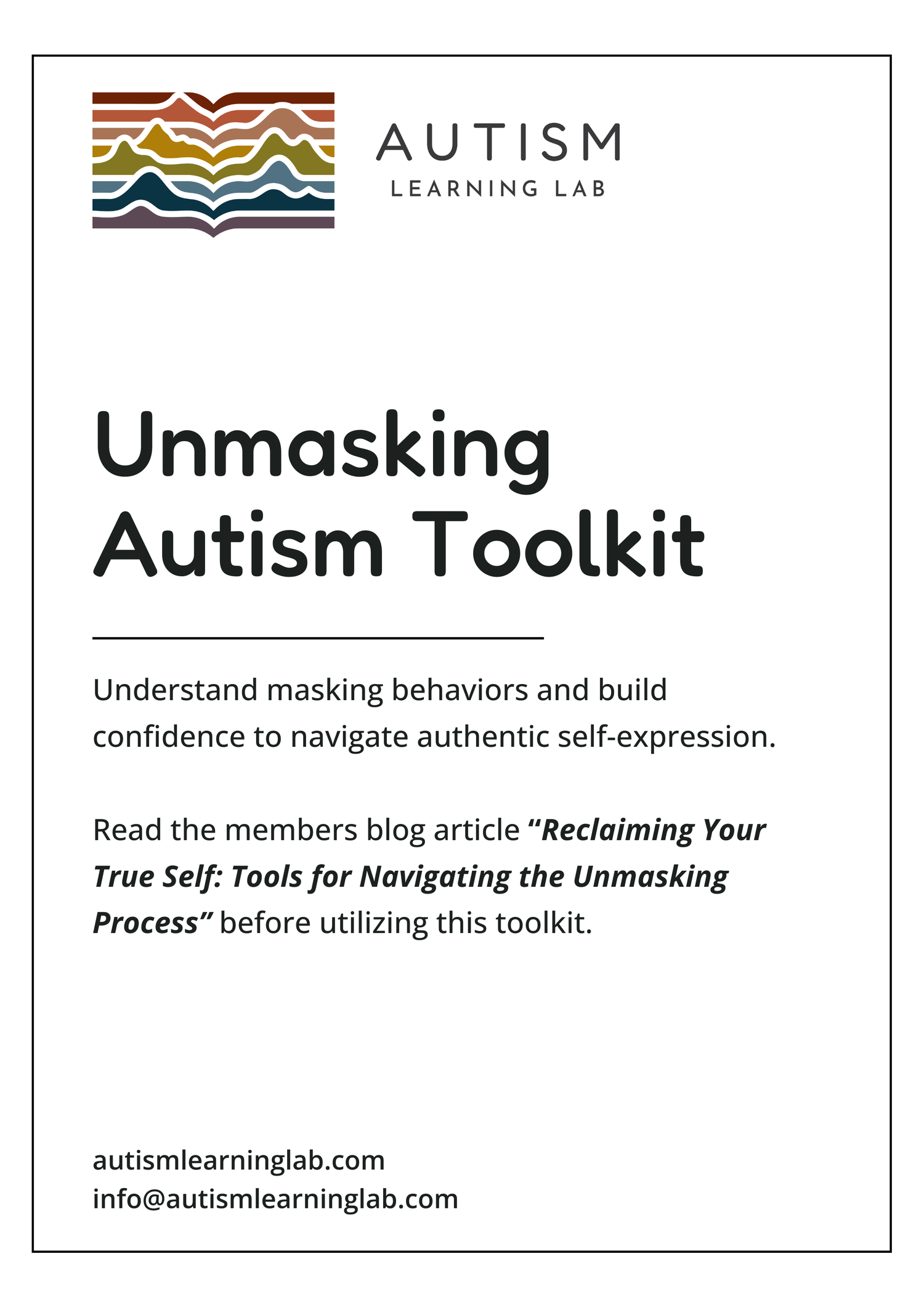 Unmasking Autism Toolkit | Self-Awareness & Confidence Building ...