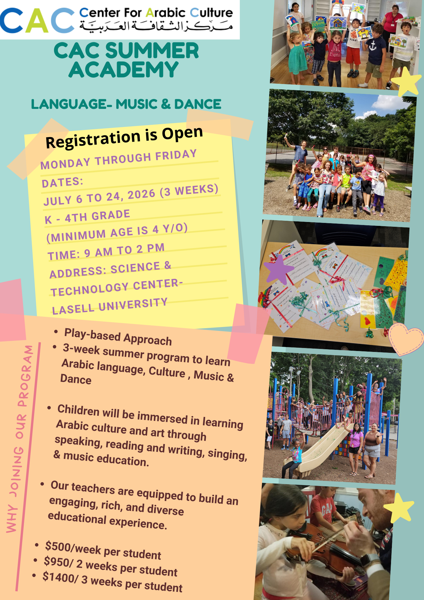 CAC Summer Academy 2026- Register for all 3 weeks- Extended Day till 5 ...