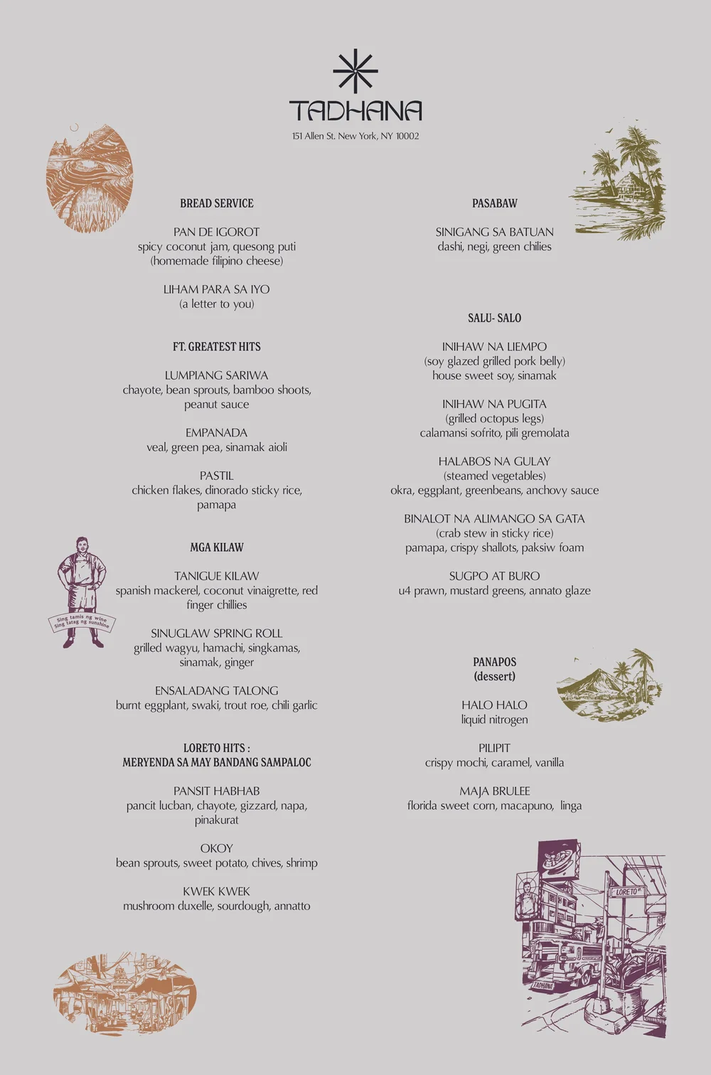 Menu — Tadhana NYC