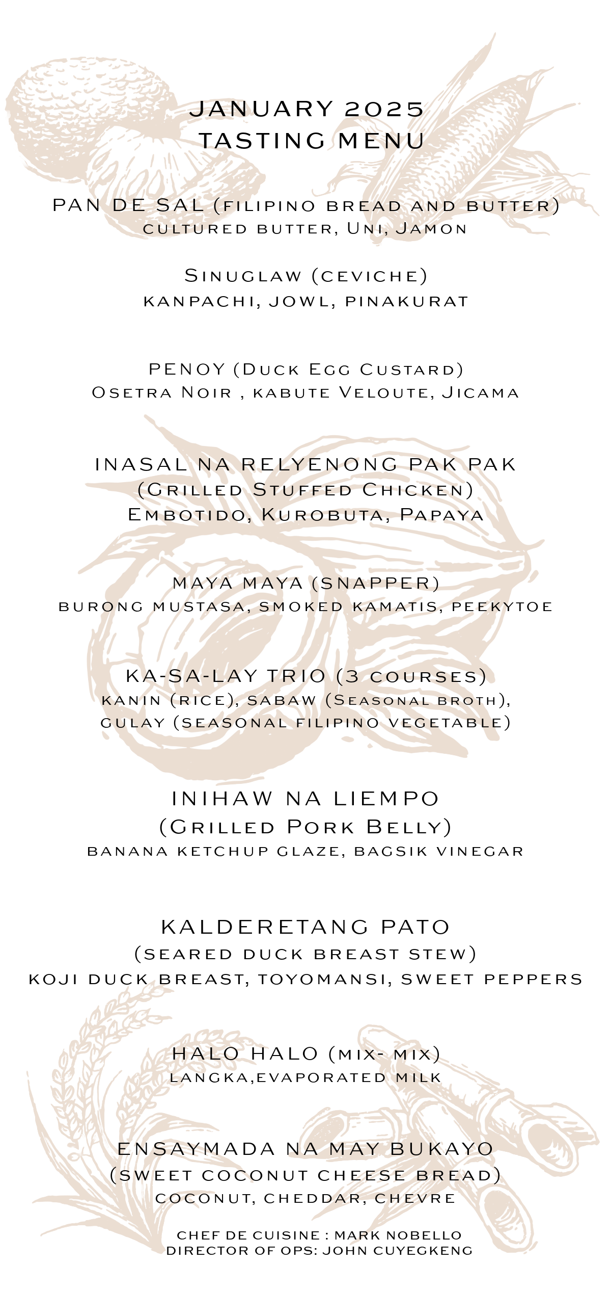 Menu — Tadhana NYC