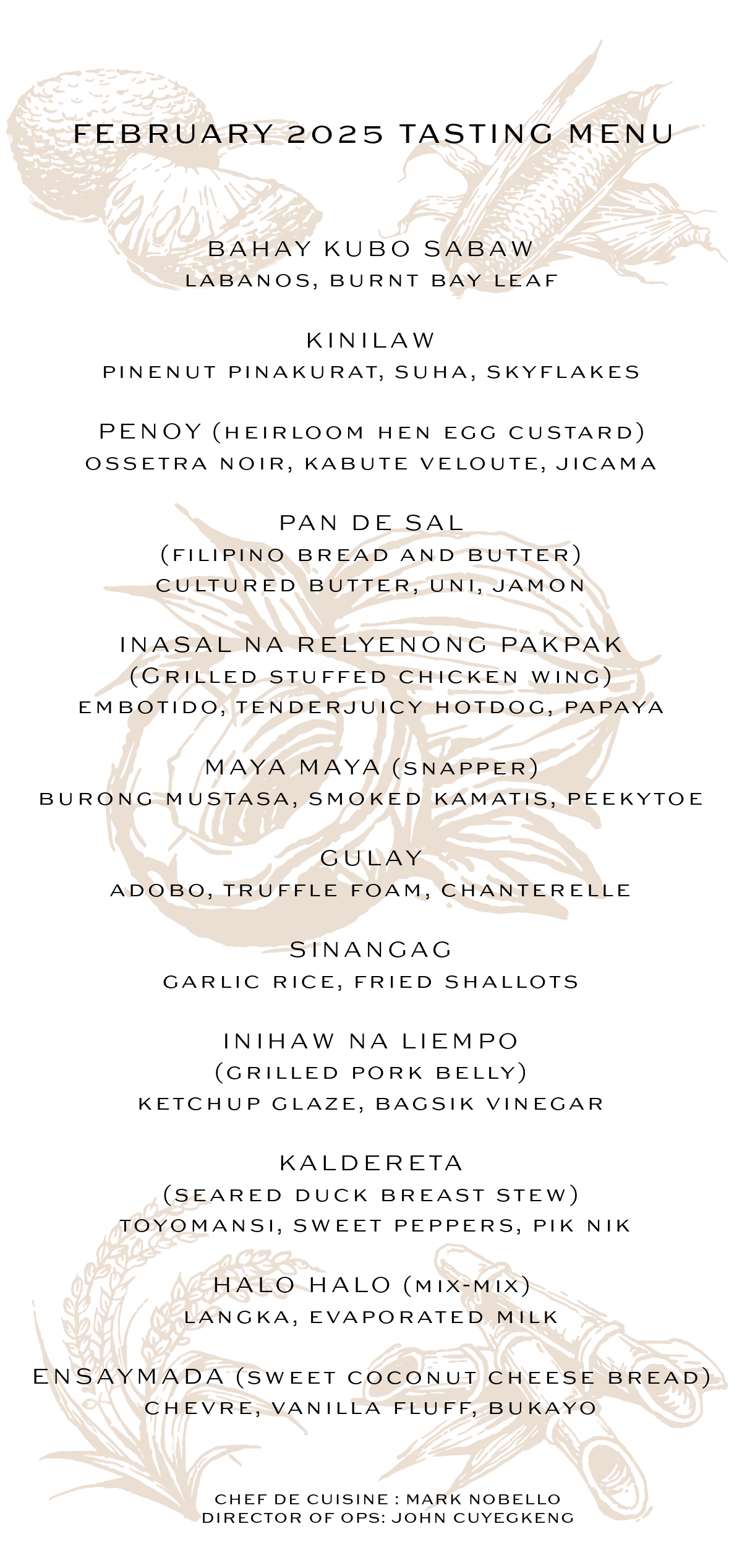 Menu | Reserve Your Experience — Tadhana NYC