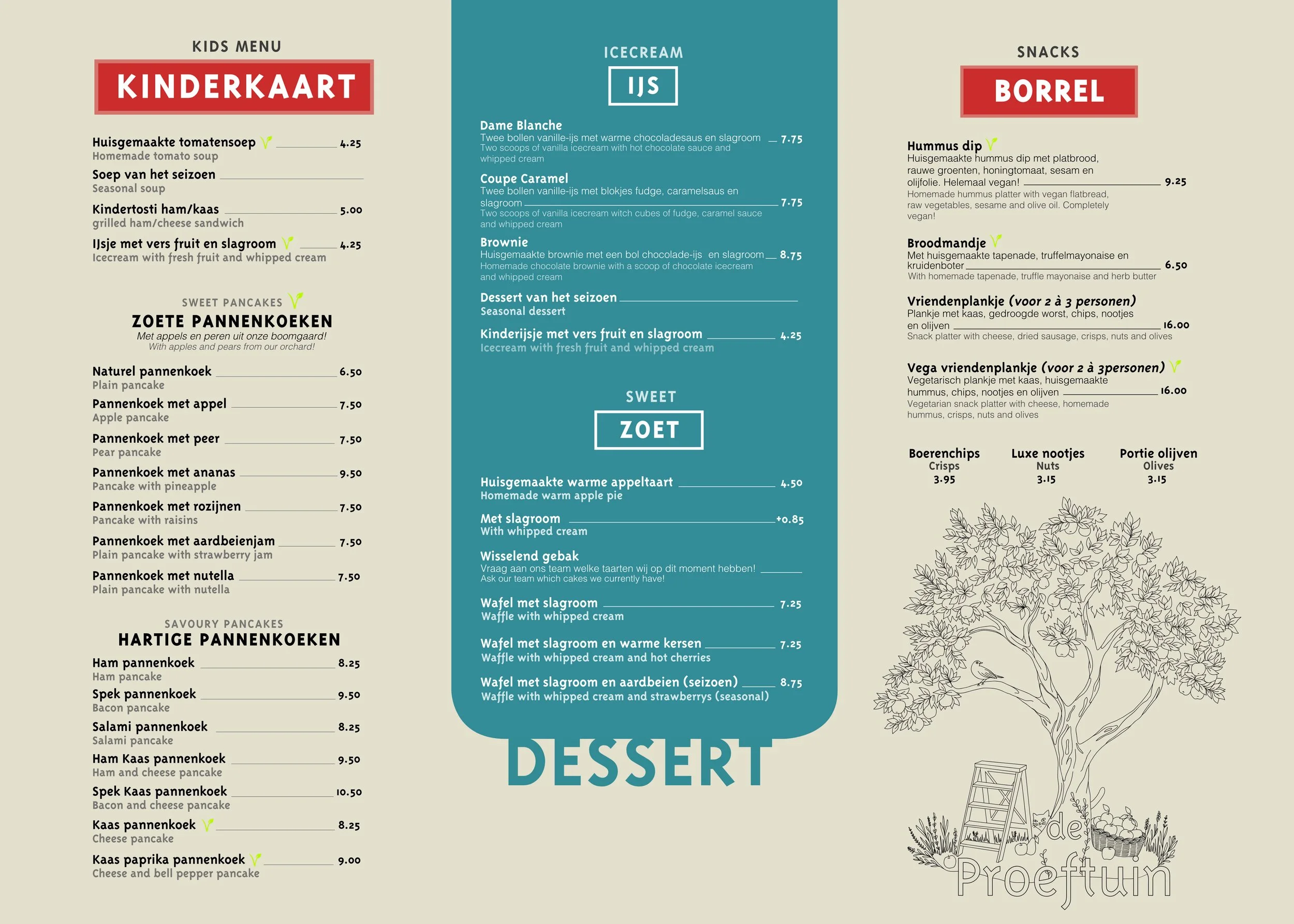 menu pannenkoekenrestaurant de Proeftuin