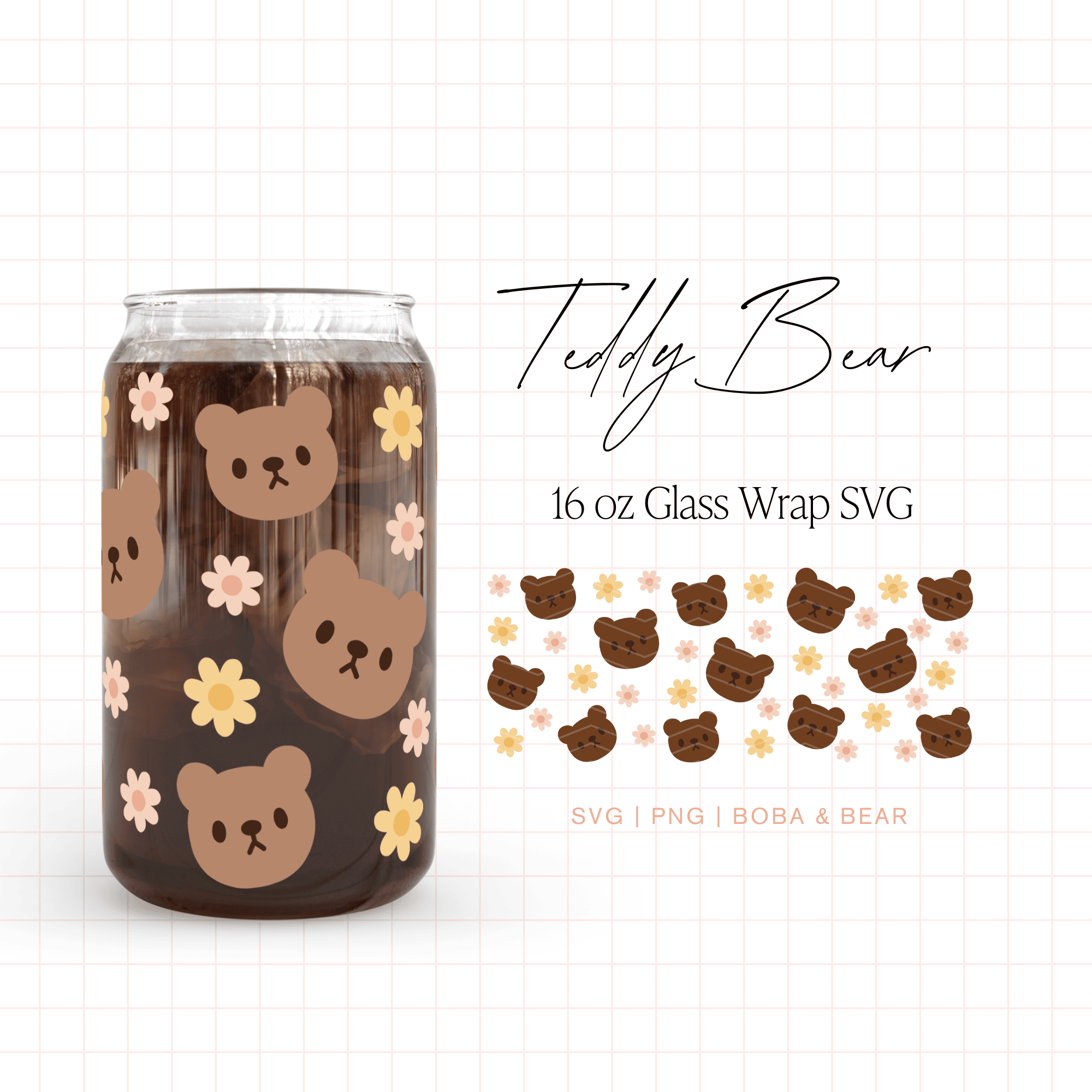 Clouds | 16oz Libbey Cup Svg — Boba & Bear