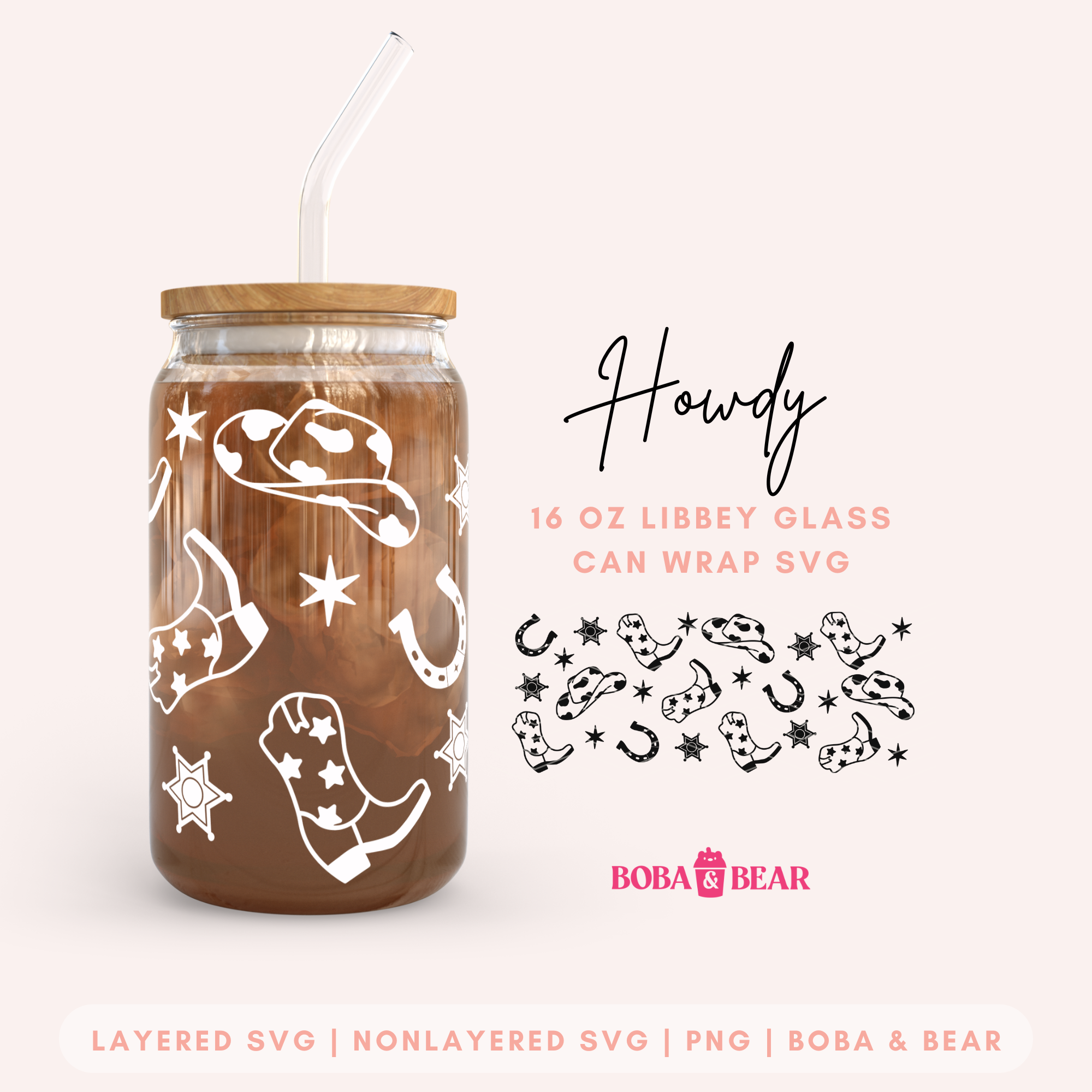 Howdy Libbey Glass Svg — Boba & Bear