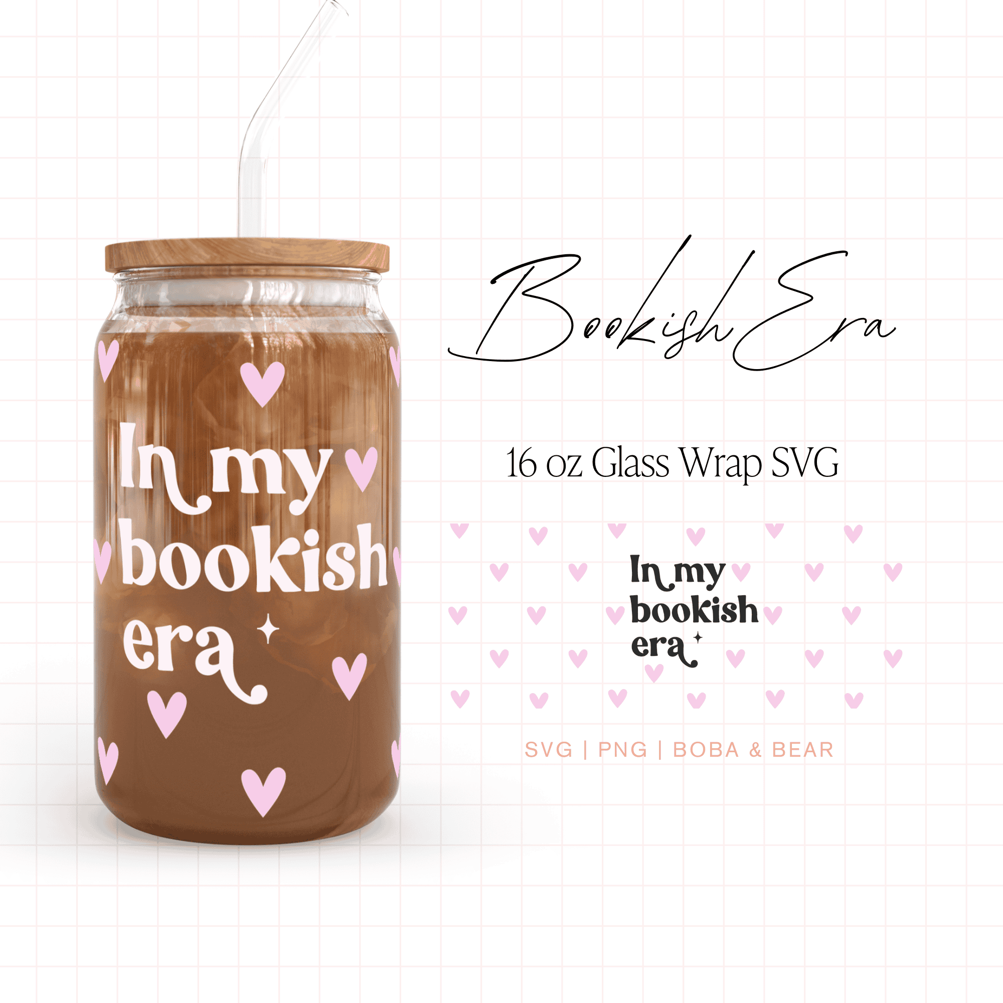 Book Babe | 16oz Libbey Cup Wrap SVG — Boba & Bear