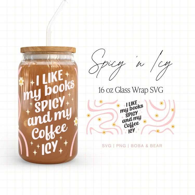 Book Babe | 16oz Libbey Cup Wrap SVG — Boba & Bear