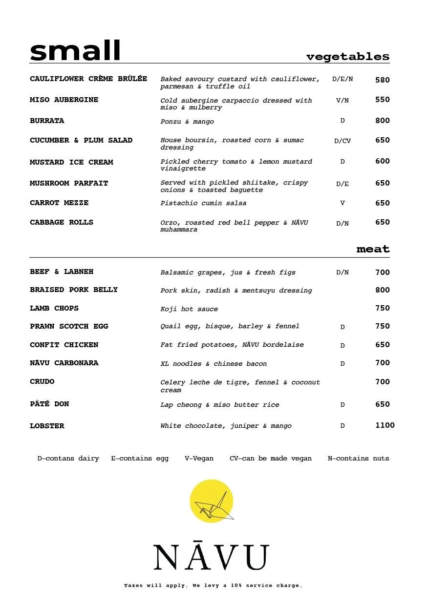 Menu — NĀVU