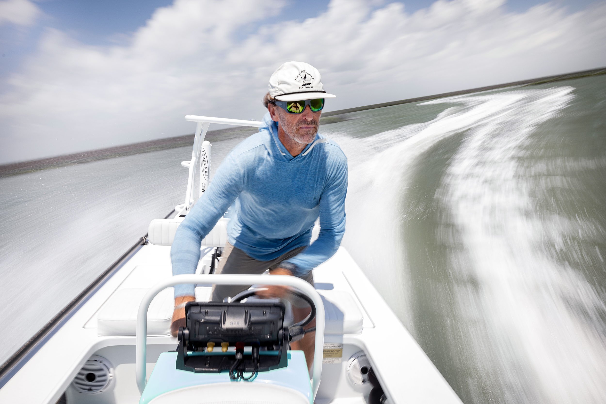 Captain, Skiff and Gear | Port Aransas Fly Fishing