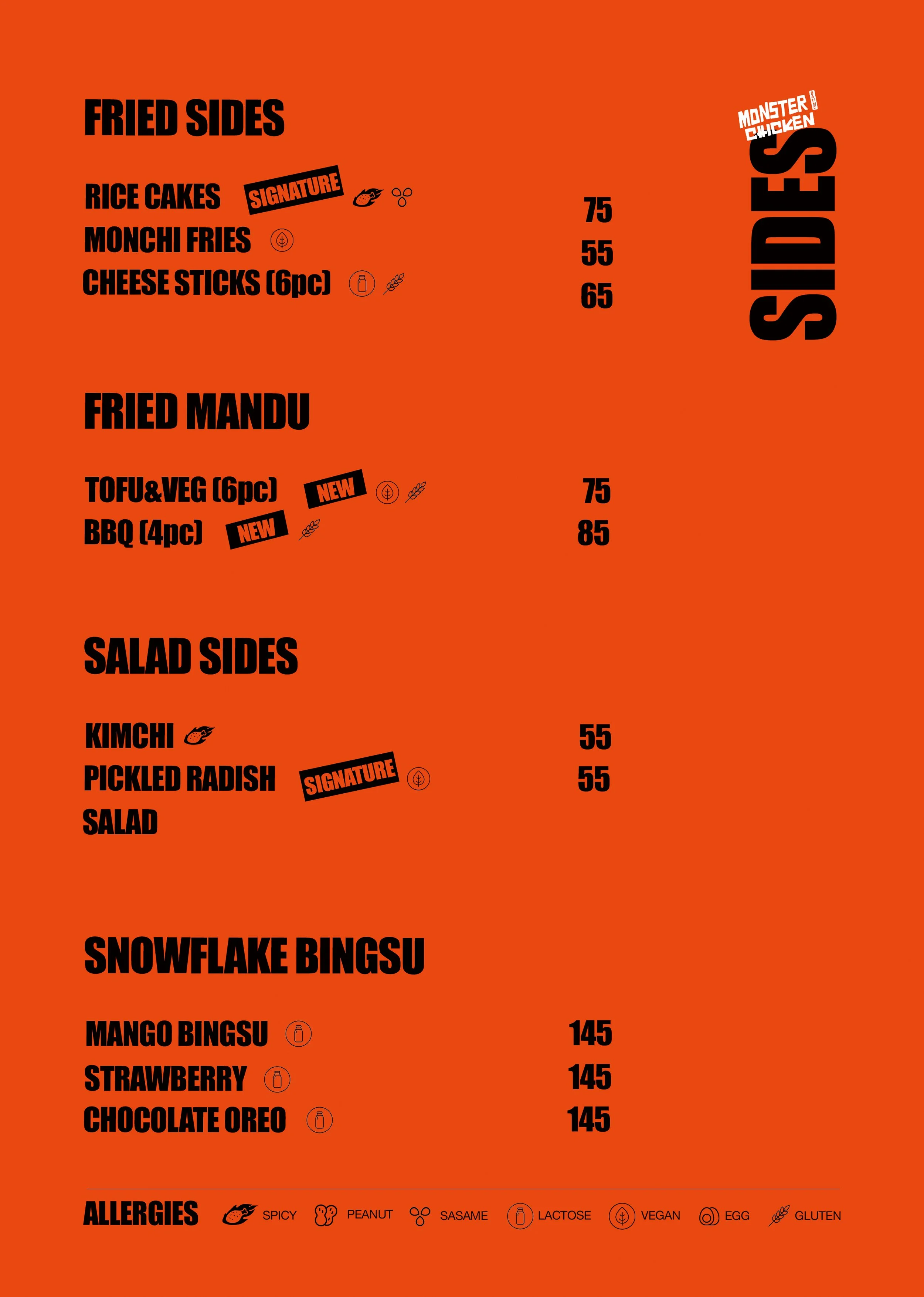 MENU — Monsterchicken