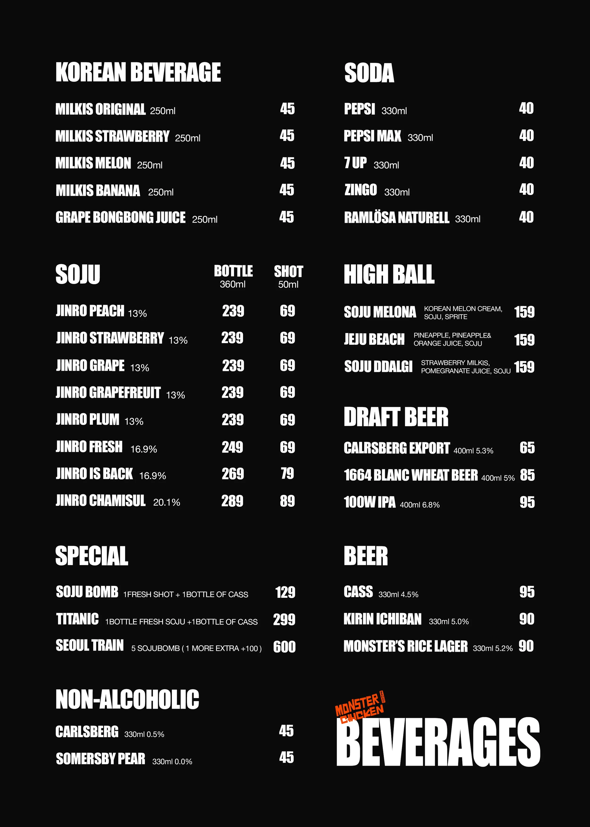 MENU — Monsterchicken