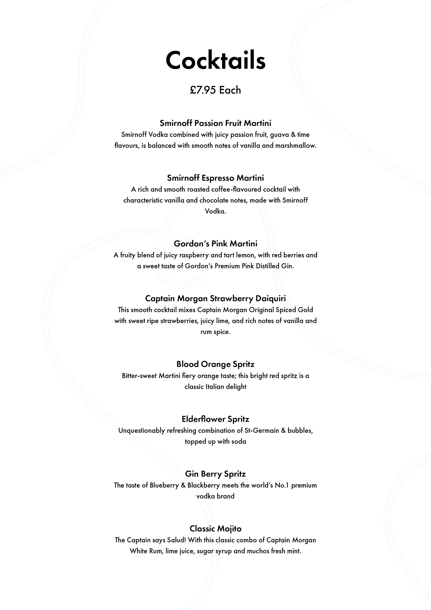 Drinks Menu — Nick's Fish Grill & Dessert