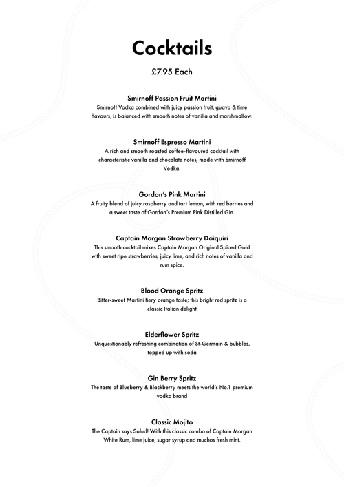 Drinks Menu — Nick's Fish Grill & Dessert