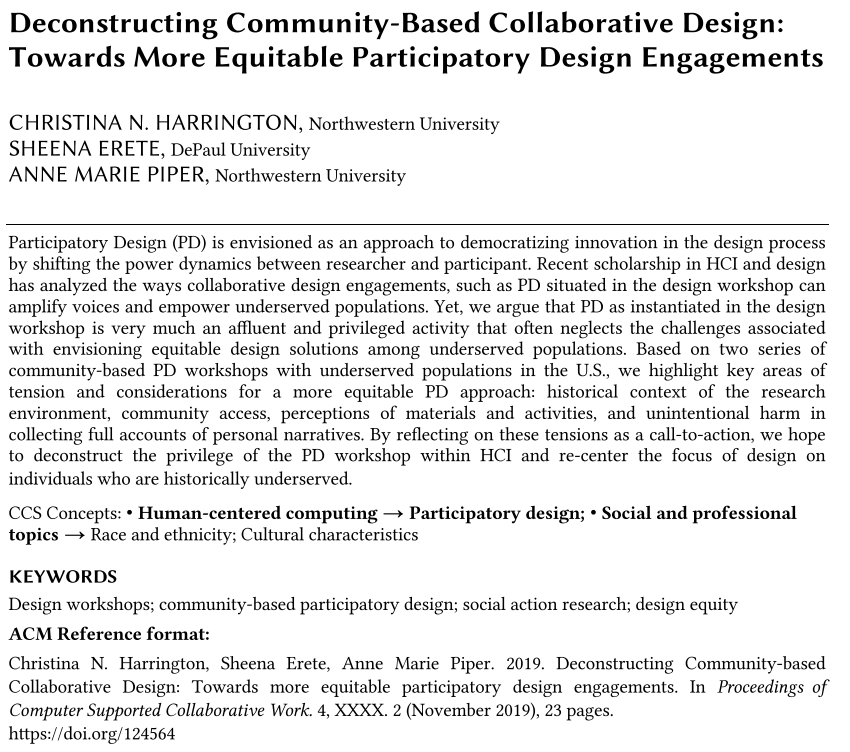 My Reflections on "Deconstructing Community-Based Collaborative Design" — Dr. Shamika La Shawn