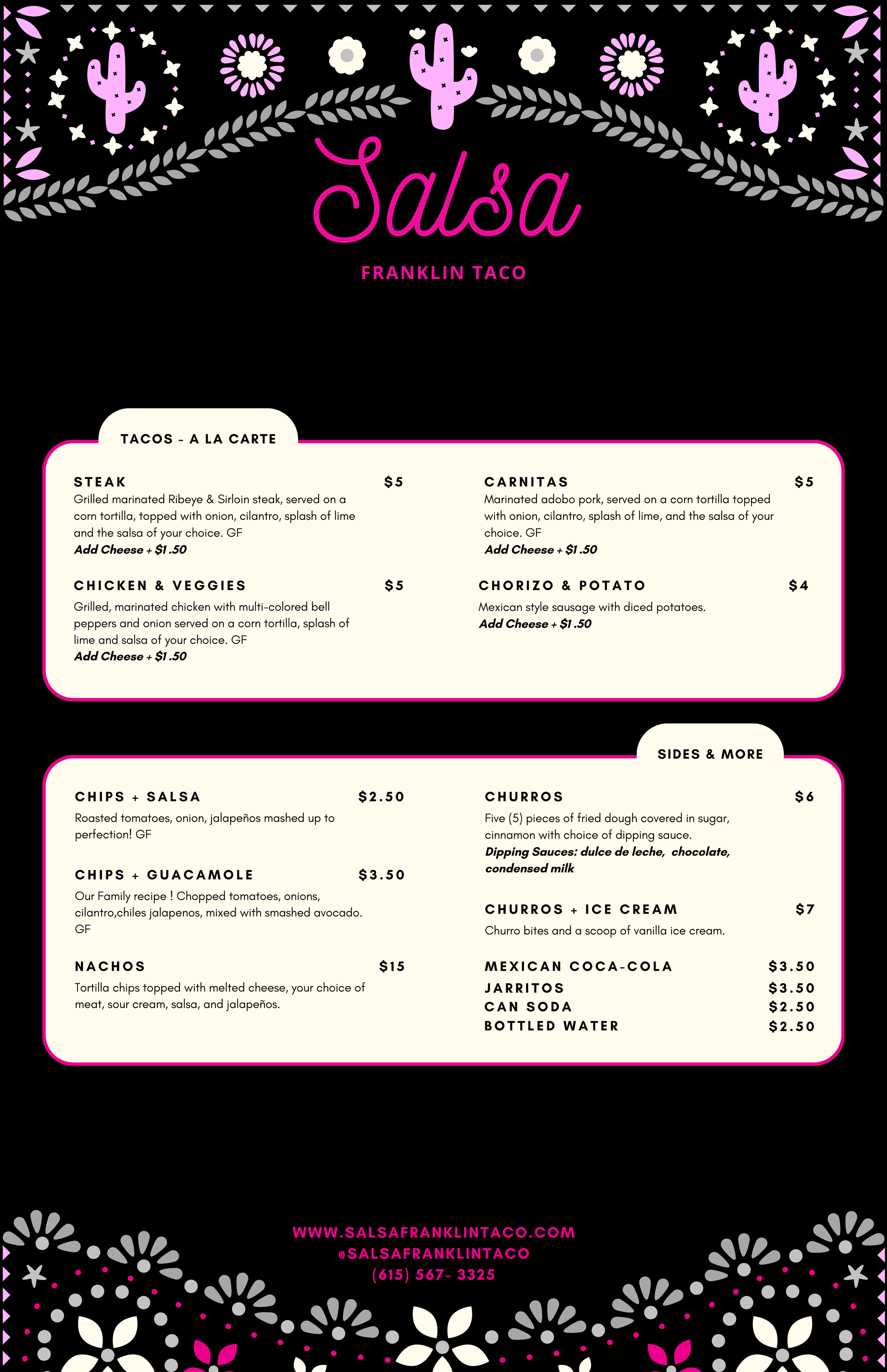 Menu — Salsa Franklin Taco
