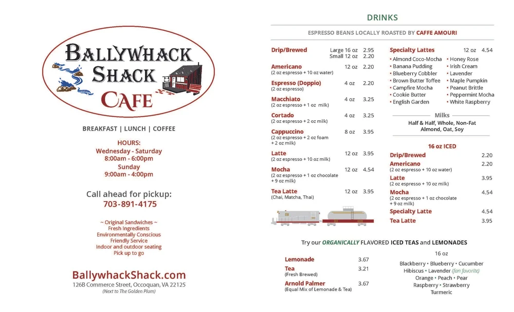 Café Menu — Ballywhack Shack Café