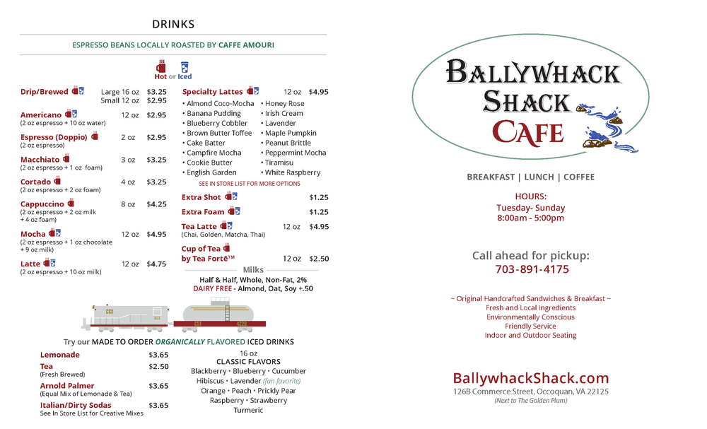 Café Menu — Ballywhack Shack Café