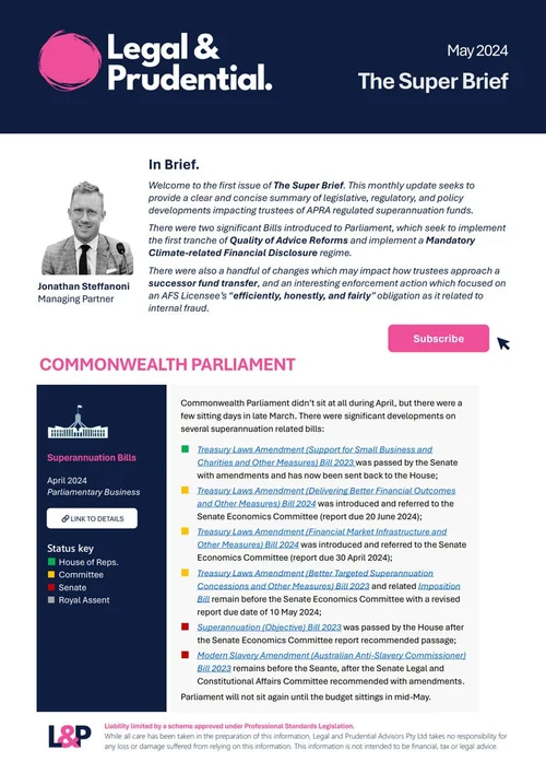 The Super Brief | May 2024 — Legal & Prudential.