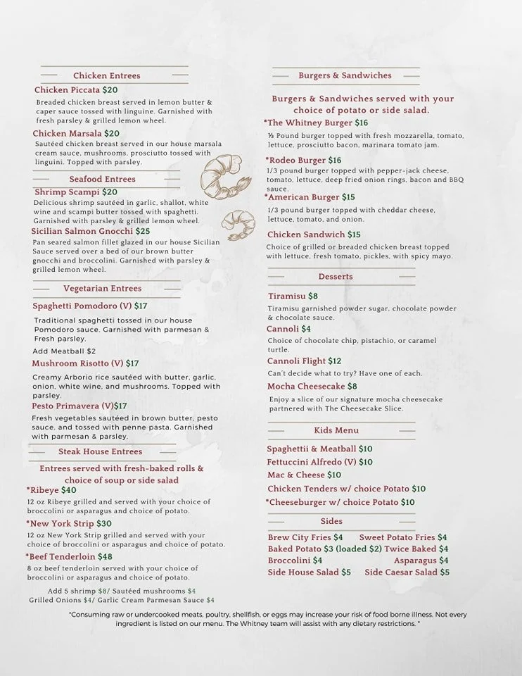 Menu — The whitney
