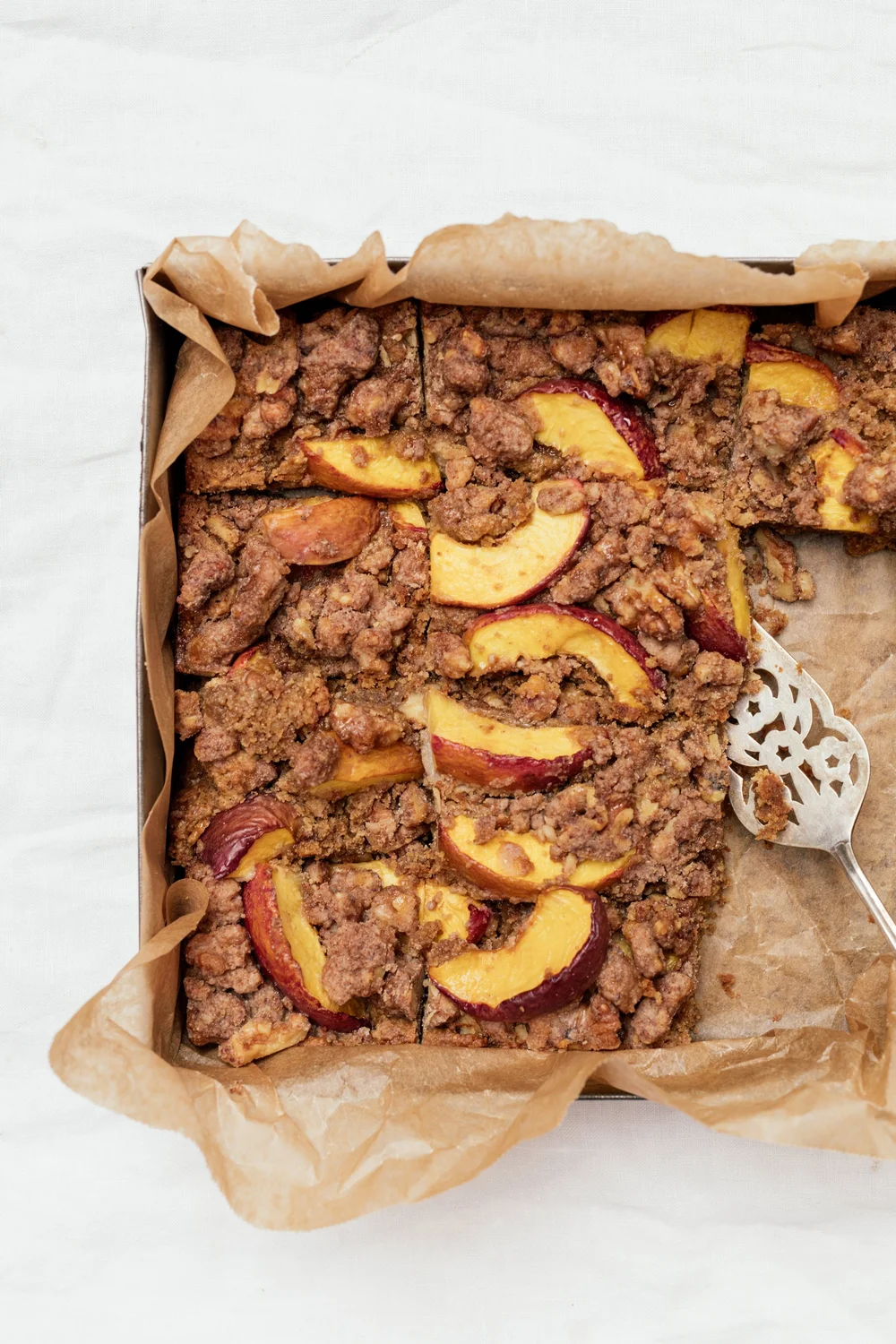 Nectarine Walnut Crumble Cake Recipe | Two Raw Sisters