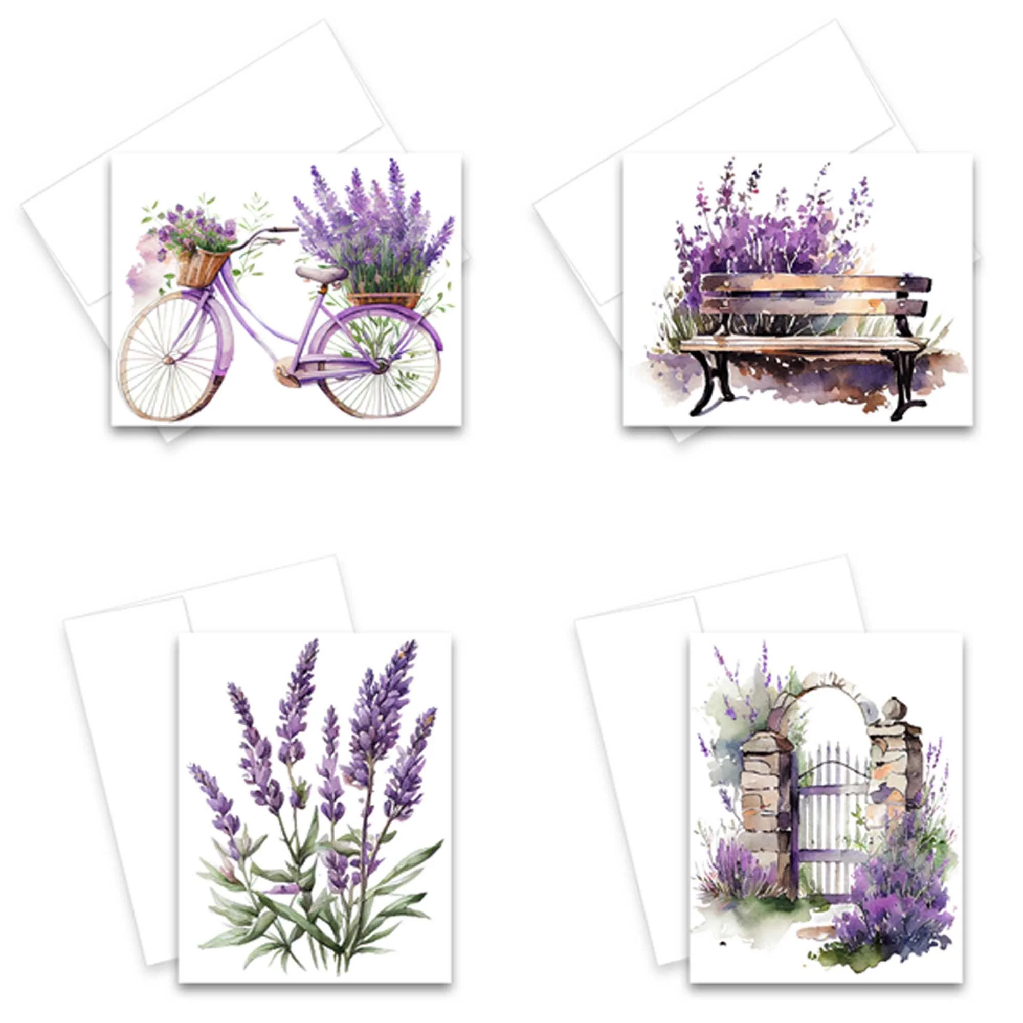 Watercolor Lavender Notecards - All Occasion Greeting Cards, blank note ...