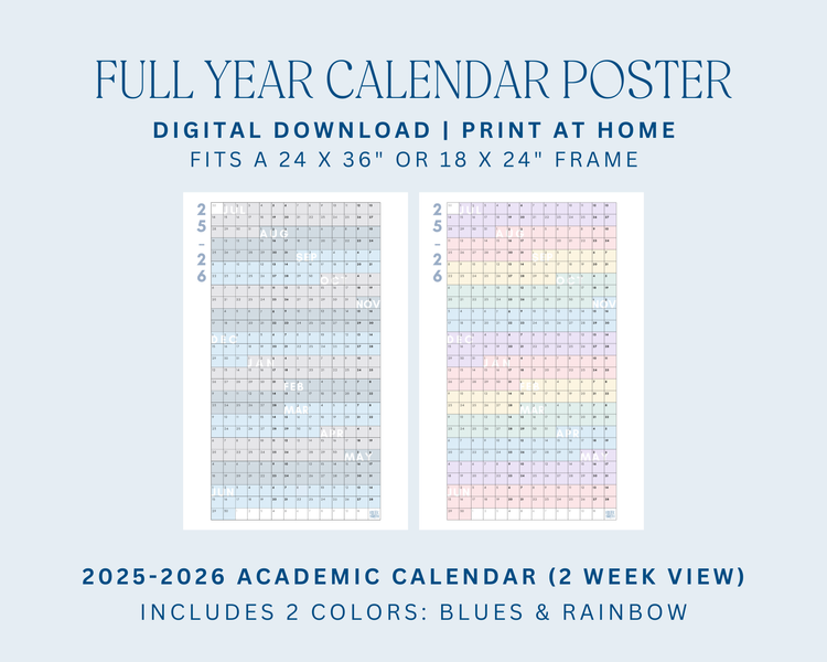 2025 Full Year Calendar (2 Week View) — Rilee Smith