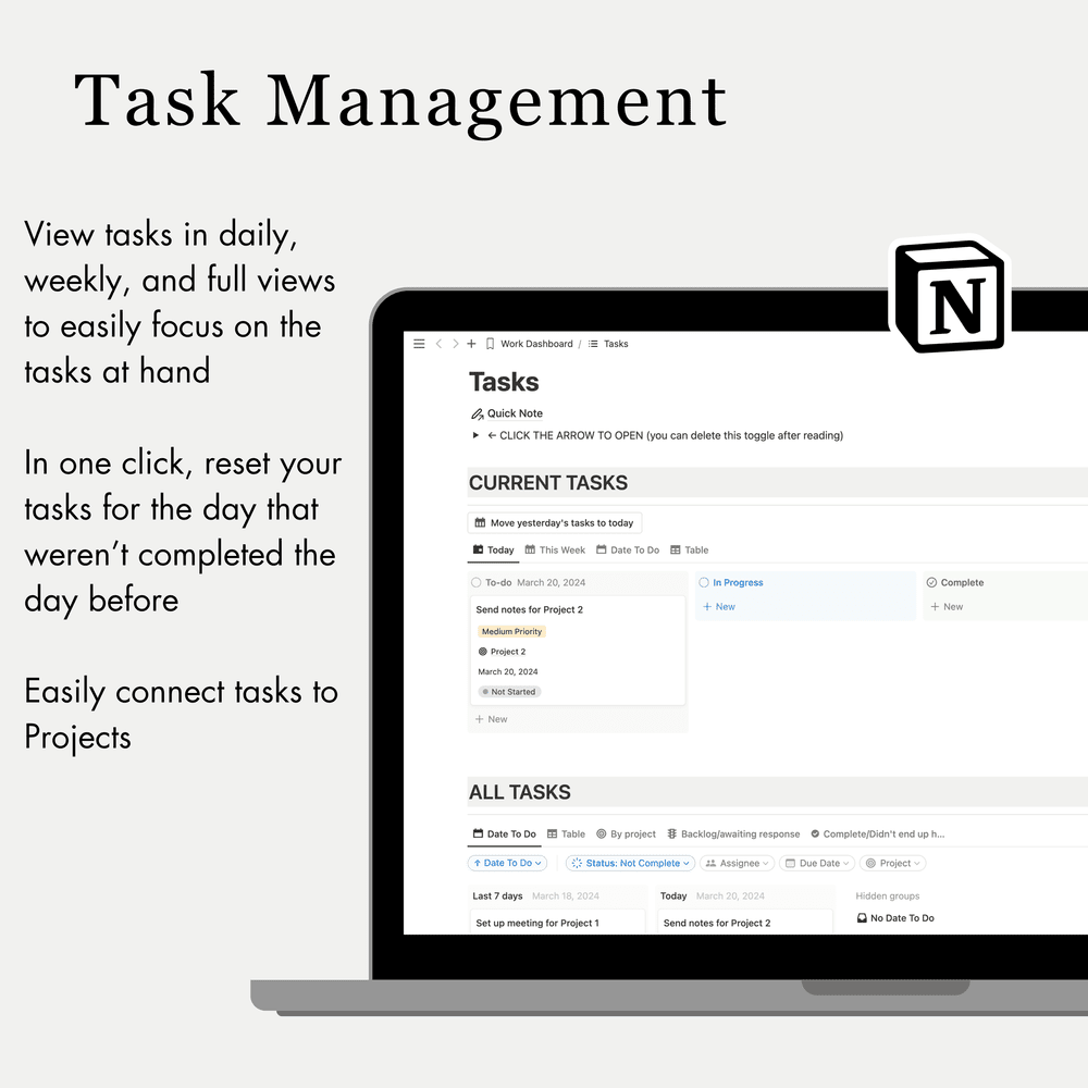 Task Management Dashboard | Notion Template — Sincerely, Adri