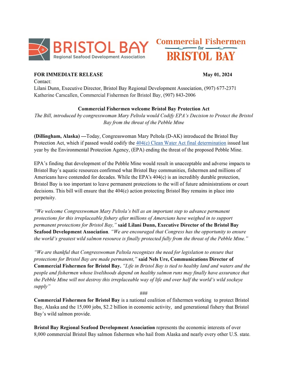 Commercial Fishermen welcome Bristol Bay Protections Act — Commercial ...