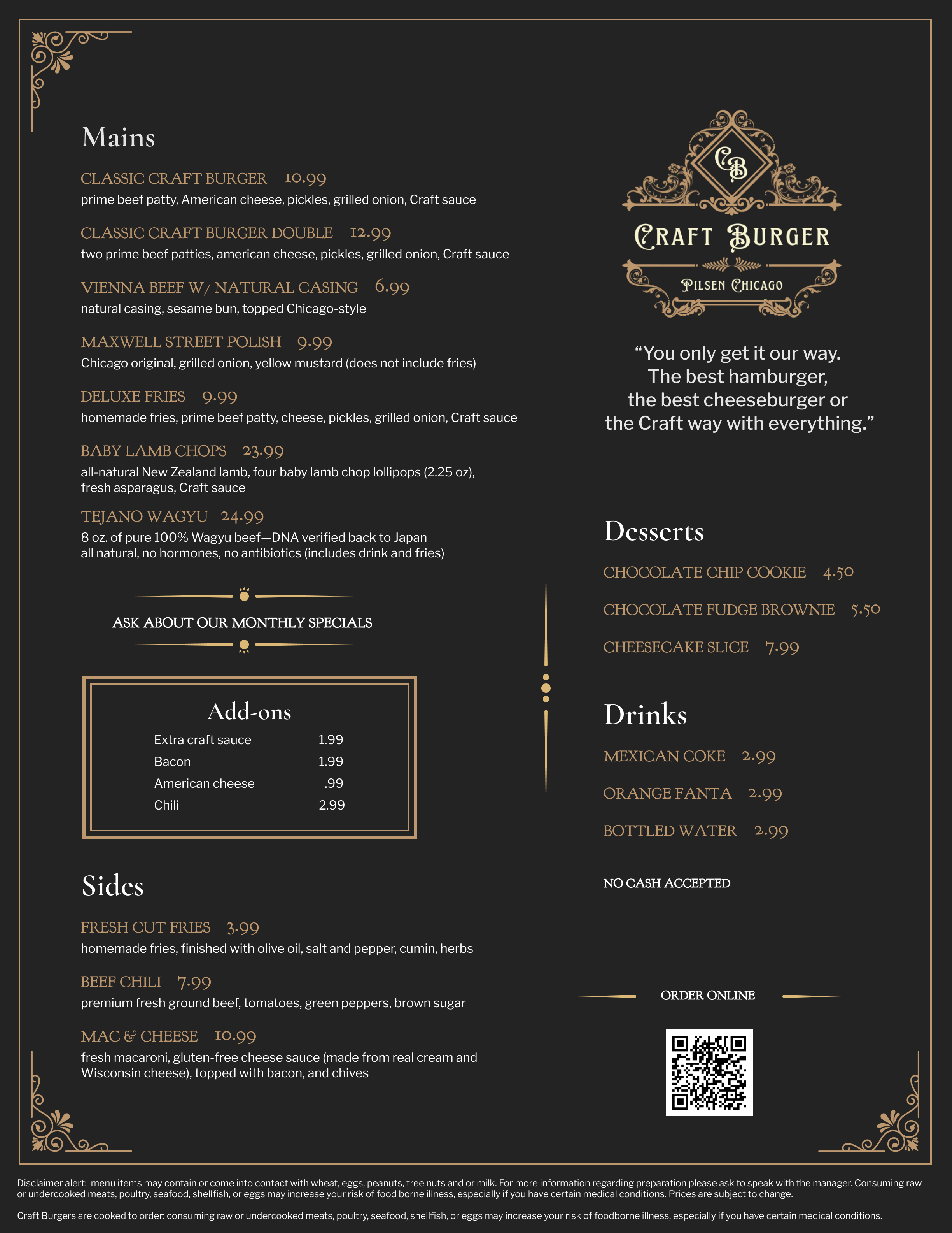 Menu 1 — CRAFT BURGER