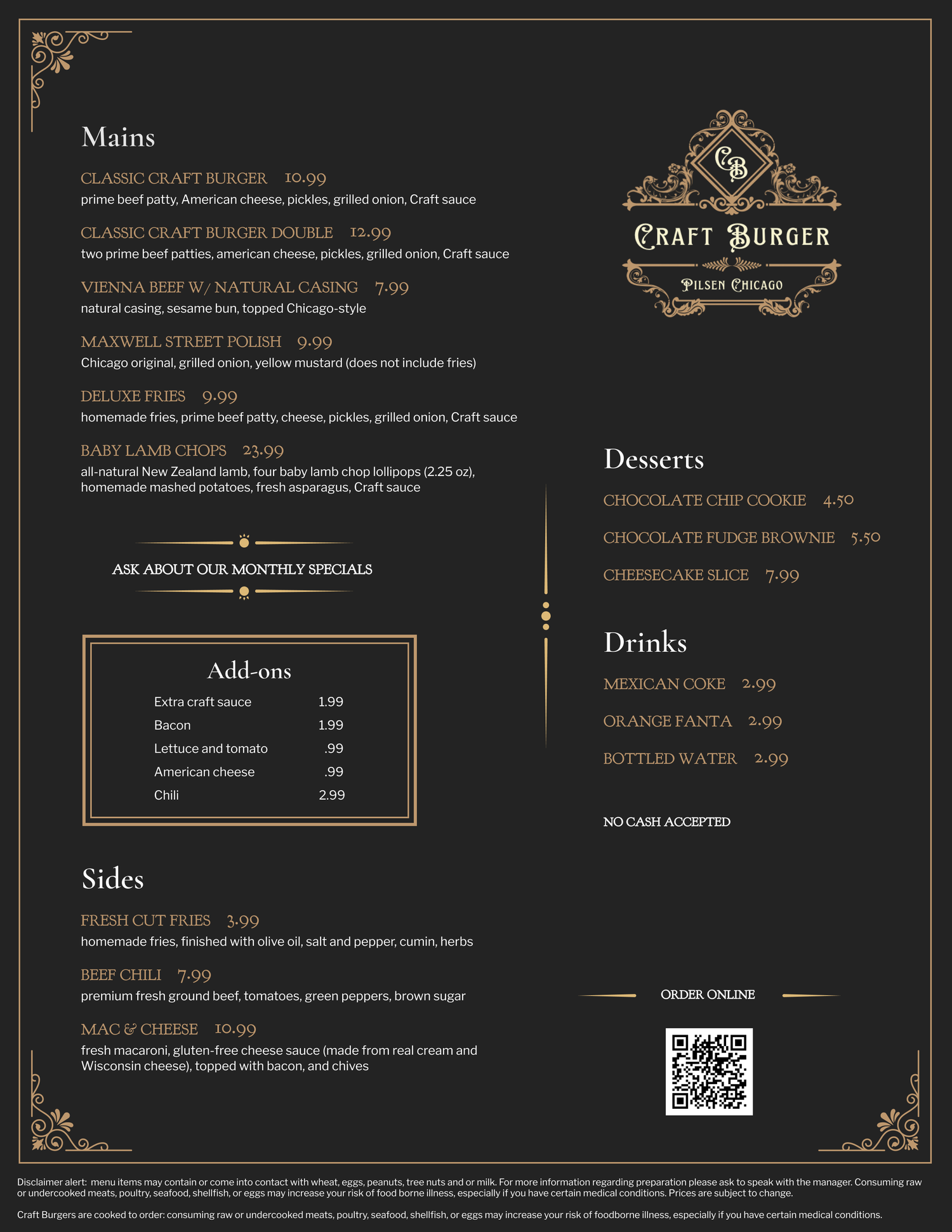 Menu 1 — CRAFT BURGER