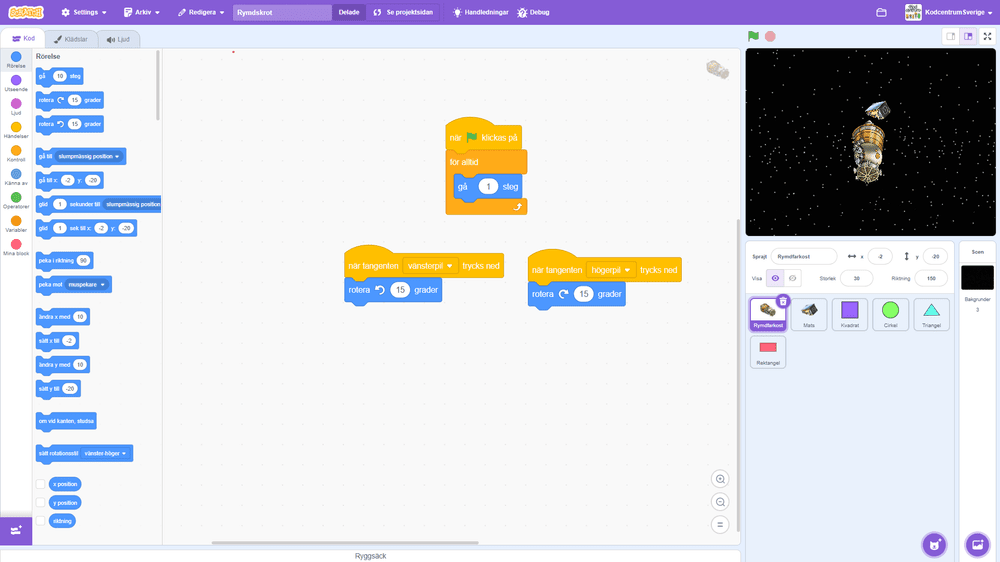 Programmera Rymdskrot — KodBoken