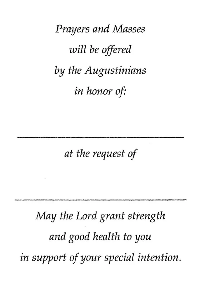 Prayer Intention Cards — Midwest Augustinians
