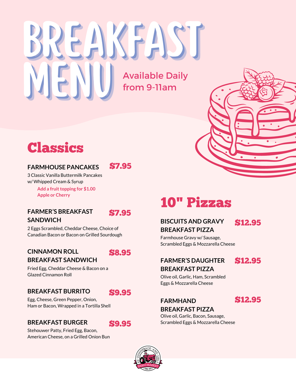 Menus — Dunneback Girls 2024