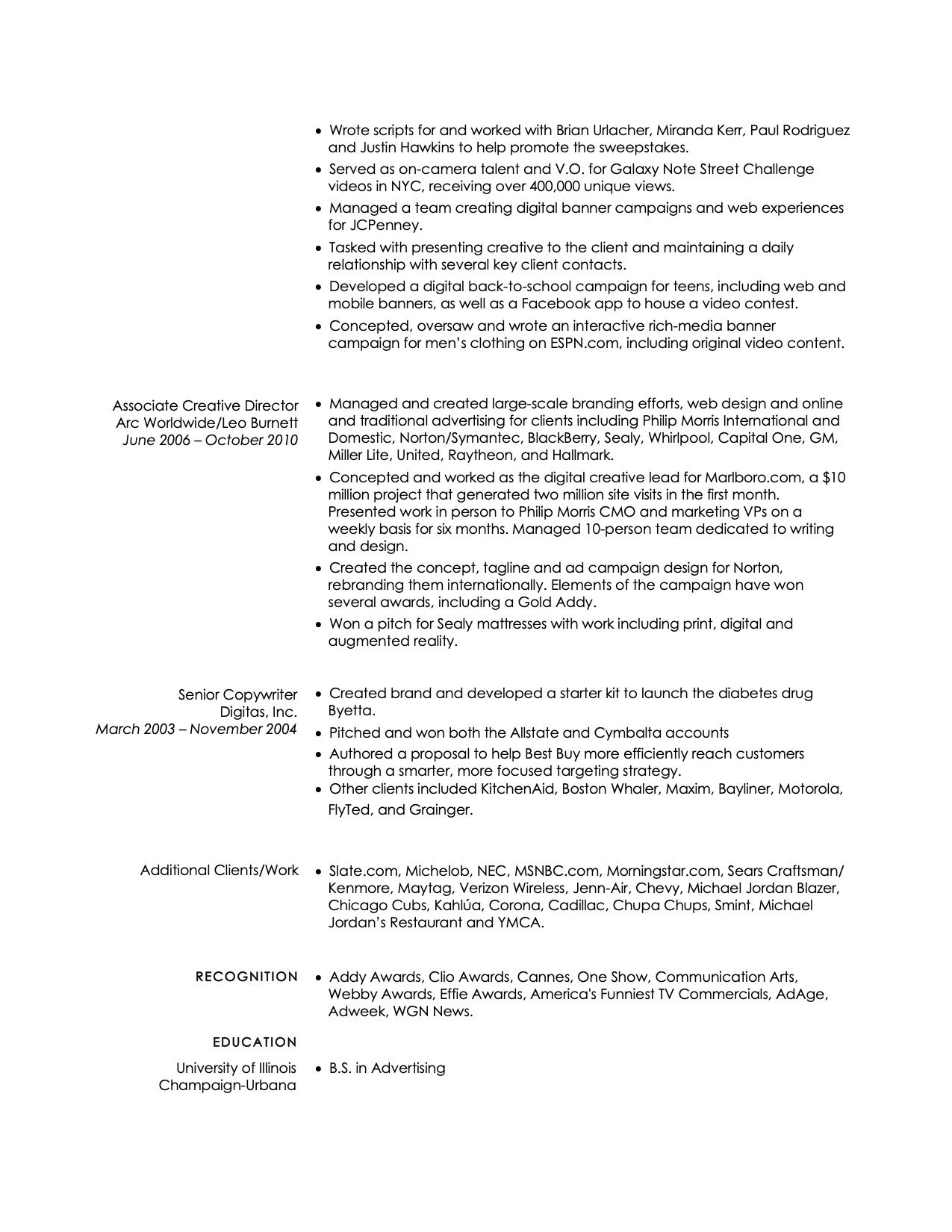 Resume Michael Meyers Creative Director Resume Michael Meyers Creative Director