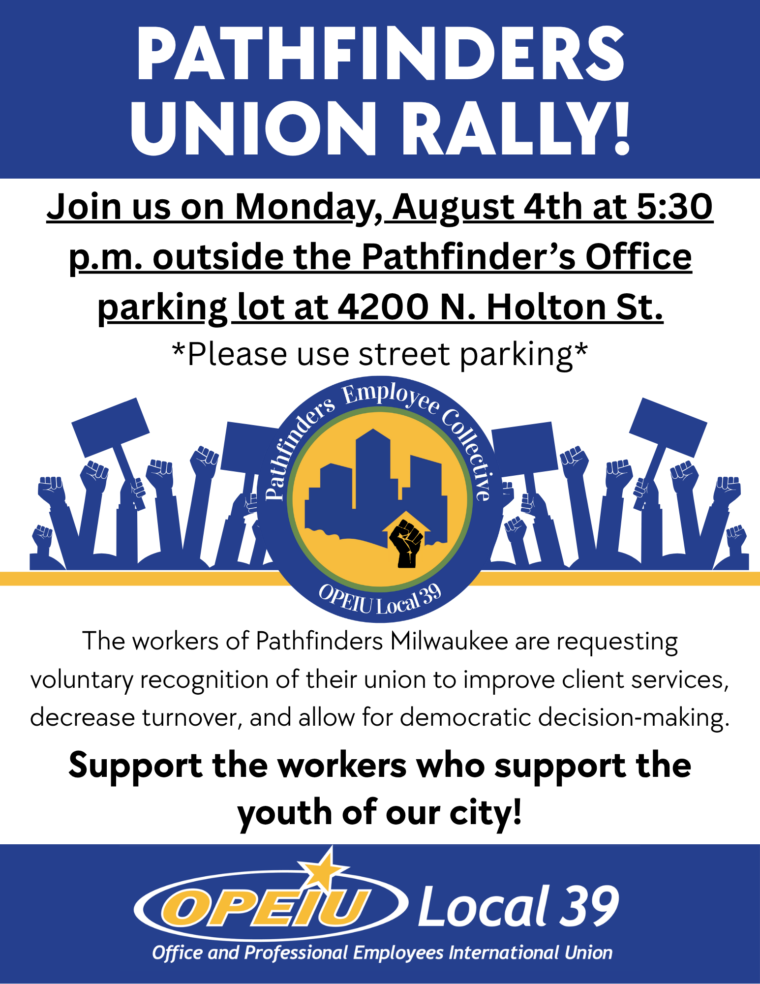 Pathfinders Rally 8/4 — OPEIU Local 39