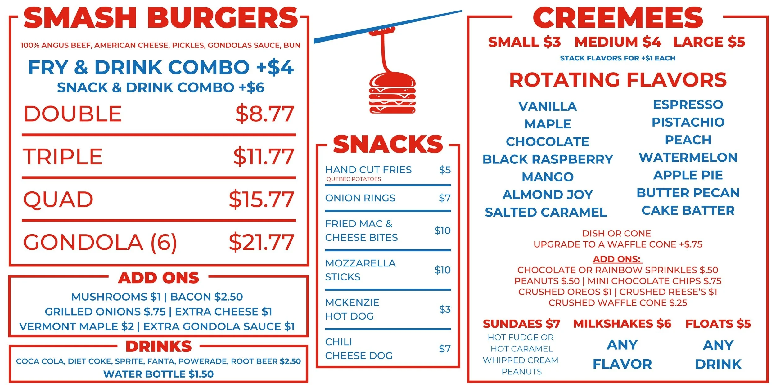 Menu — Gondolas Snack Bar
