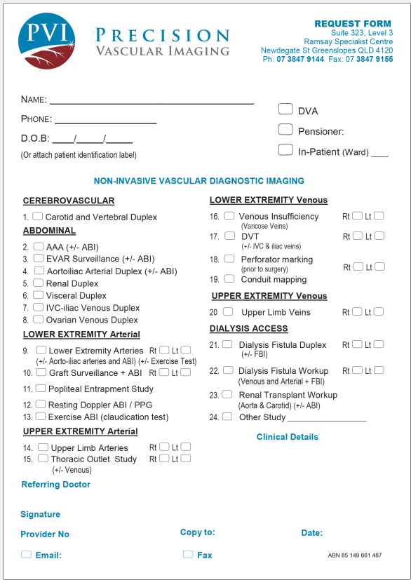 PVI Forms — Precision Vascular Imaging