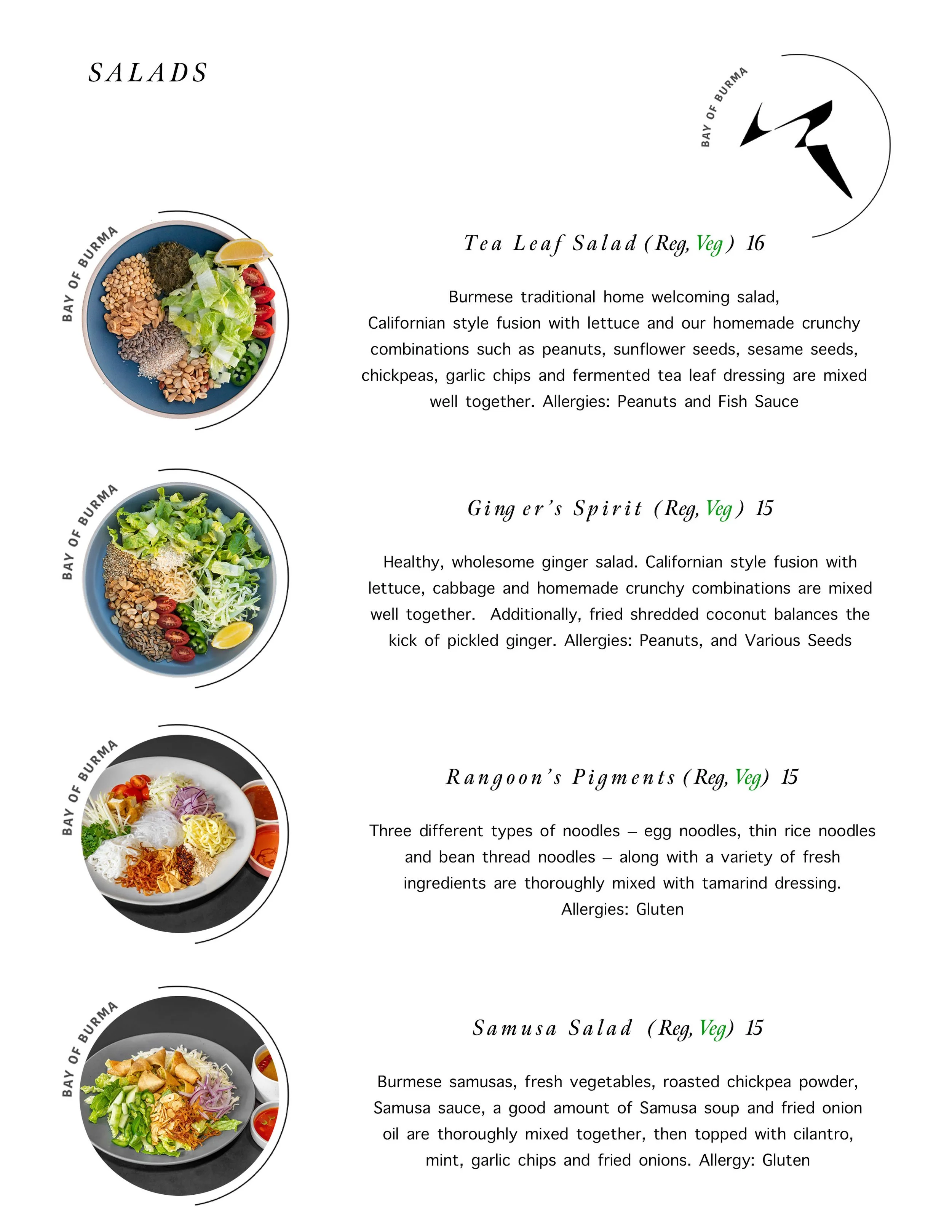 Our Bay of Burma Menu — BAY OF BURMA