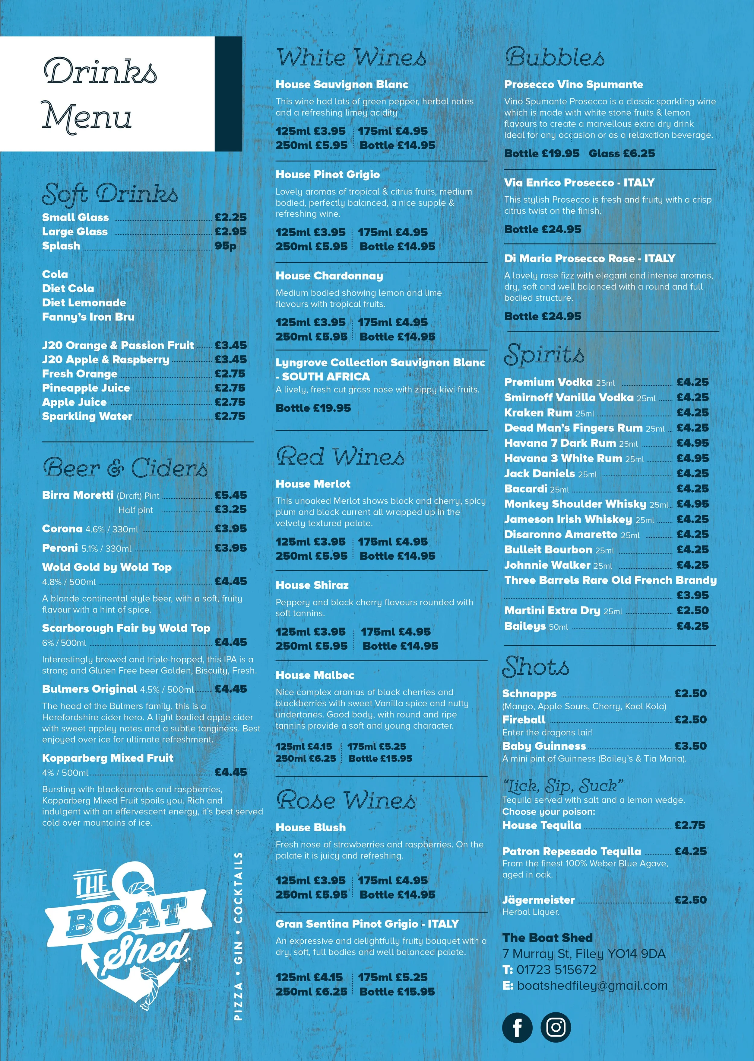 Food & Drinks — The Boat Shed