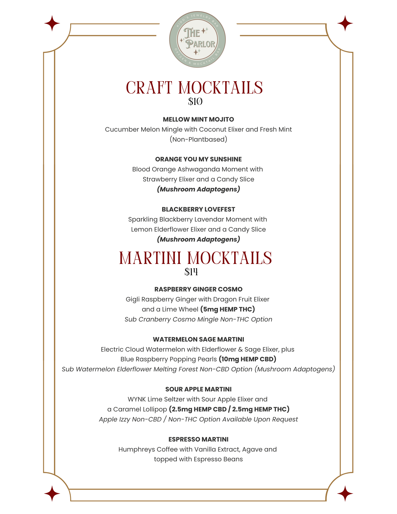 Mocktail Bar Menu — magic happens here