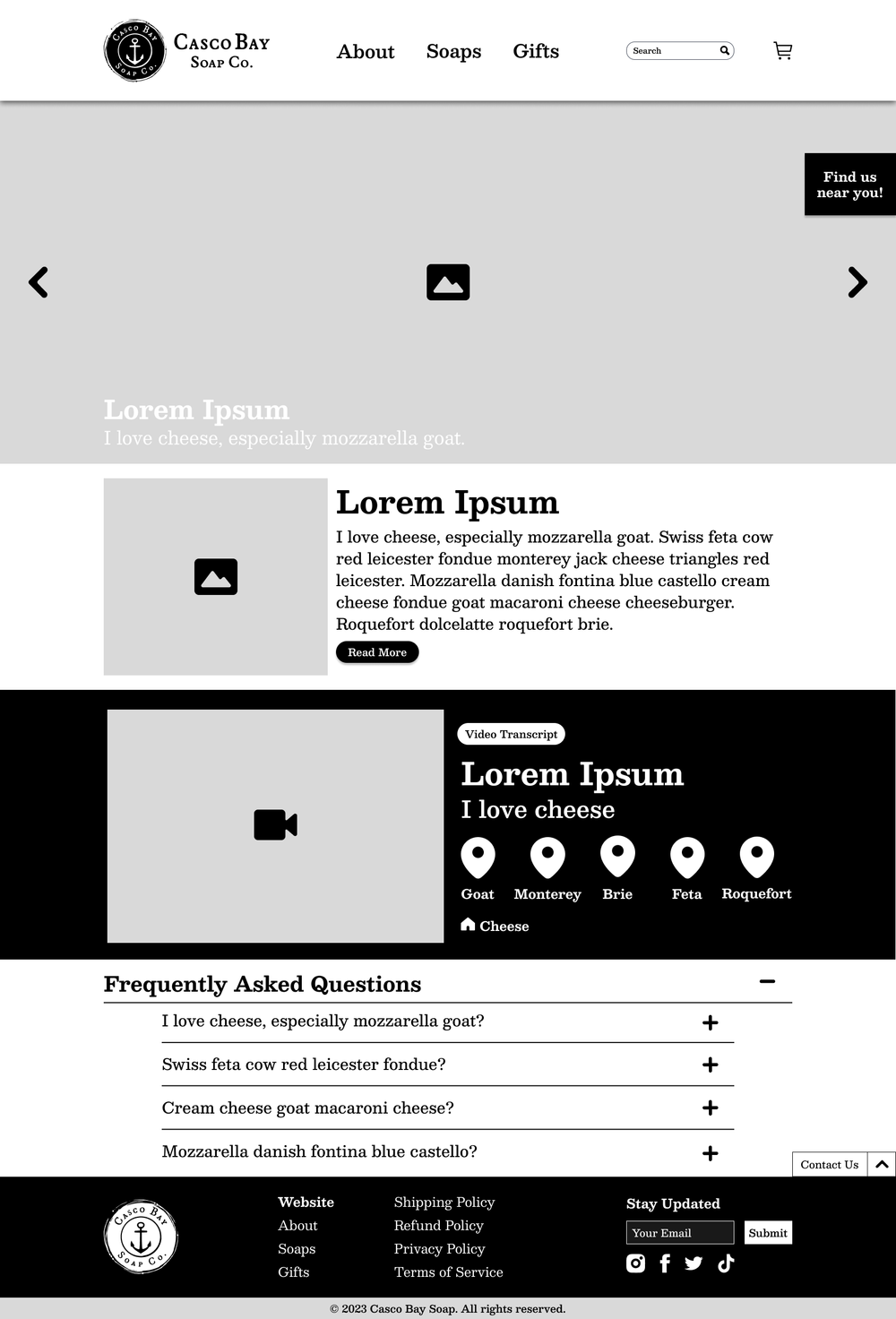 Homepage Desktop Low-Fidelity Wireframe — Sabrina Lee