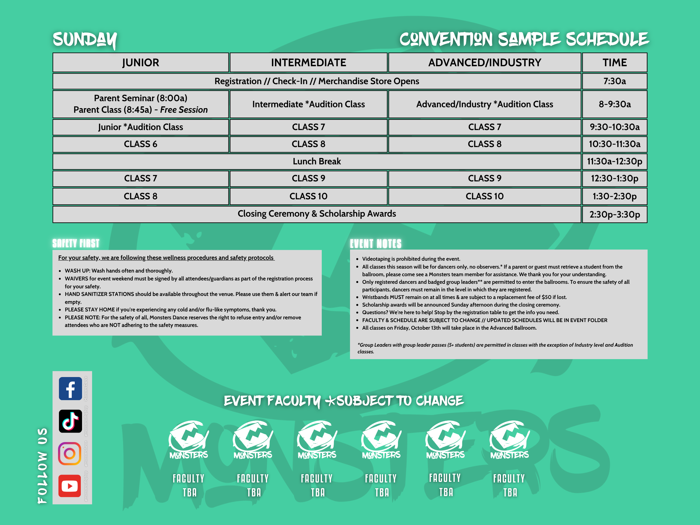 Convention Sample Schedule | Join the Event Now — Monsters Dance