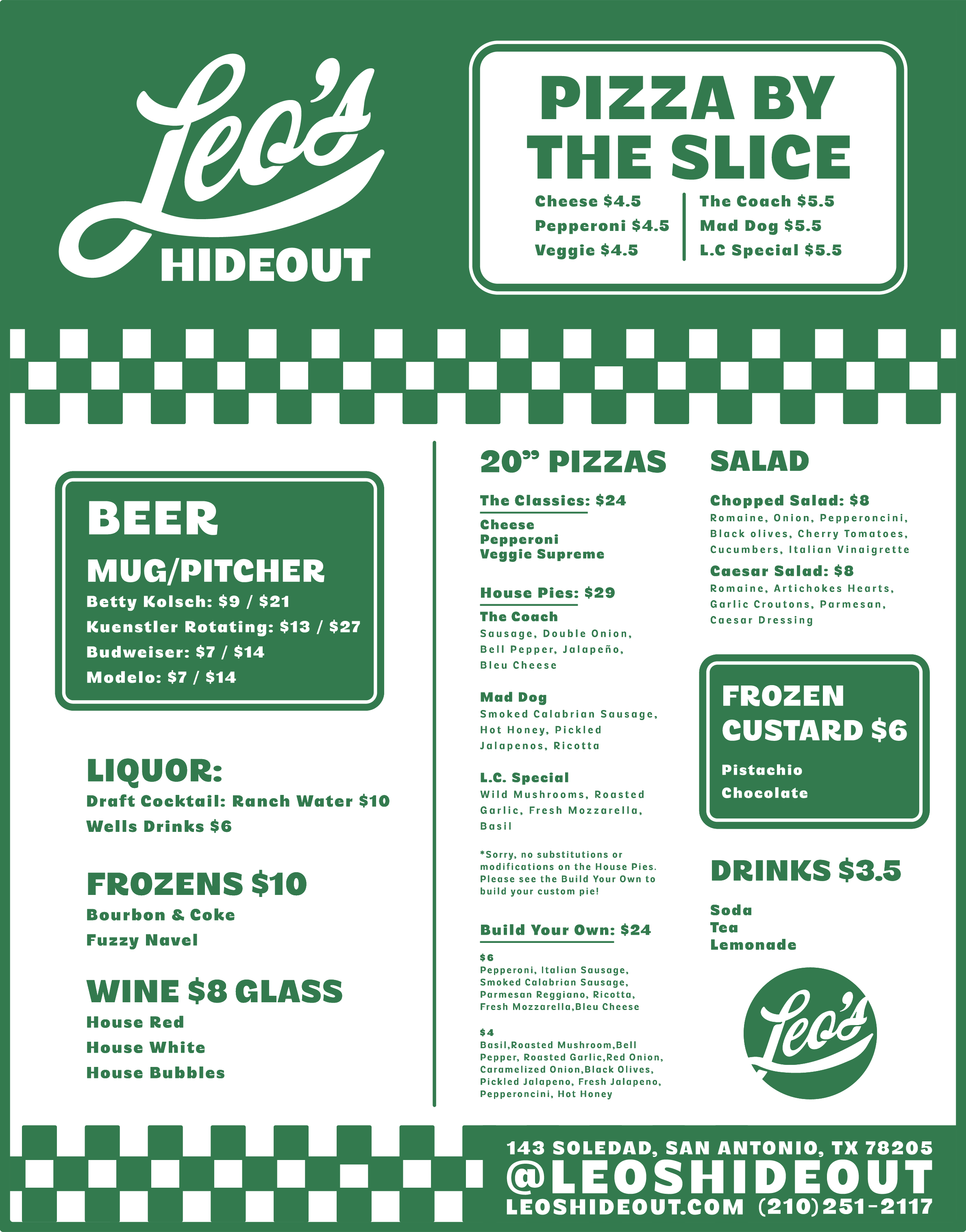 Menu — Leo's Hideout
