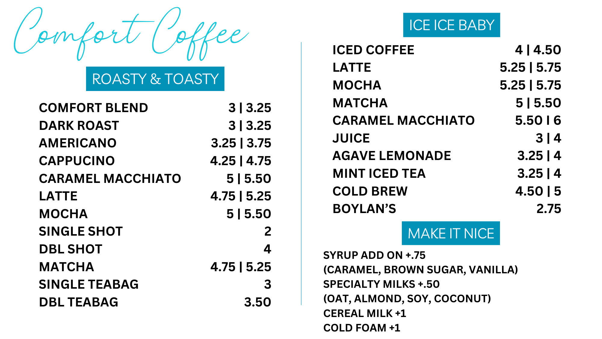 Menu — Comfort Kitchen Cafe