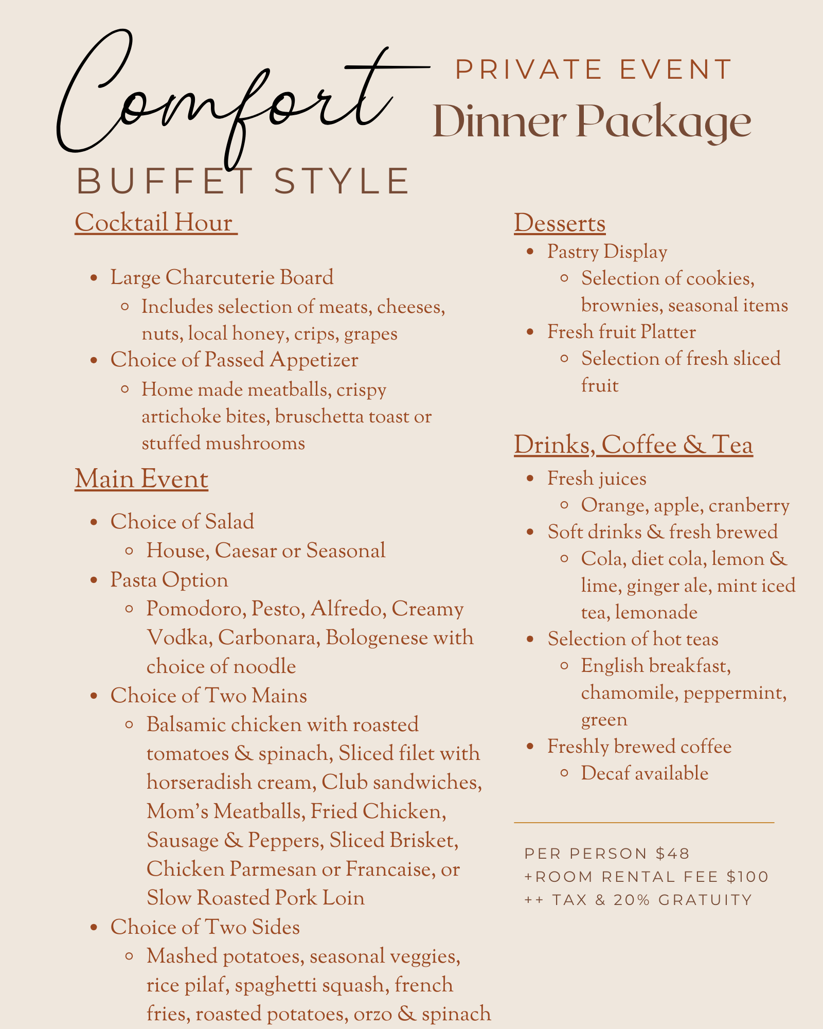 Catering & Private Parties — Comfort Kitchen Cafe