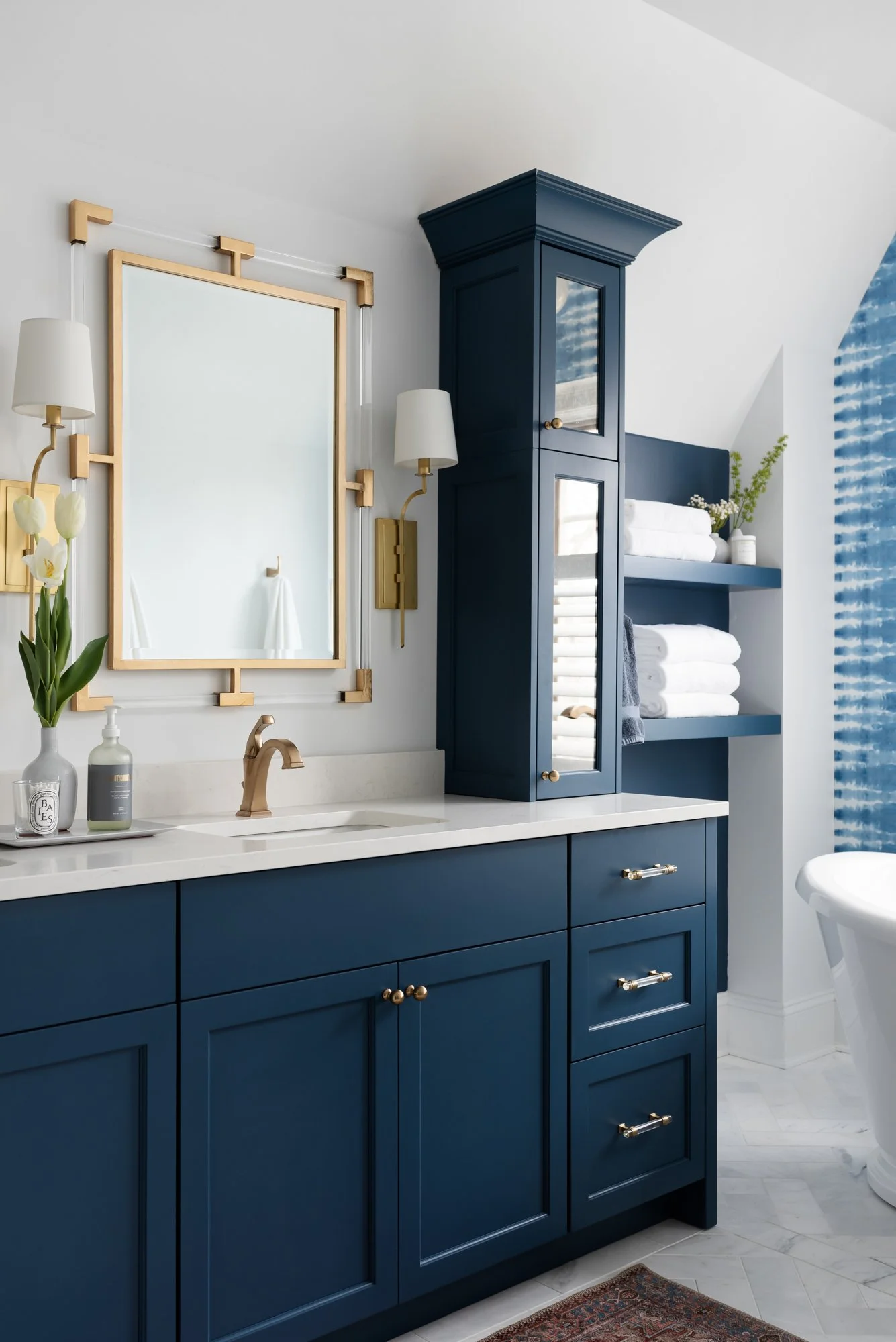 Blue Master Bathroom Remodel, Glen Ellyn, IL — Sarah Coe Design - Full ...