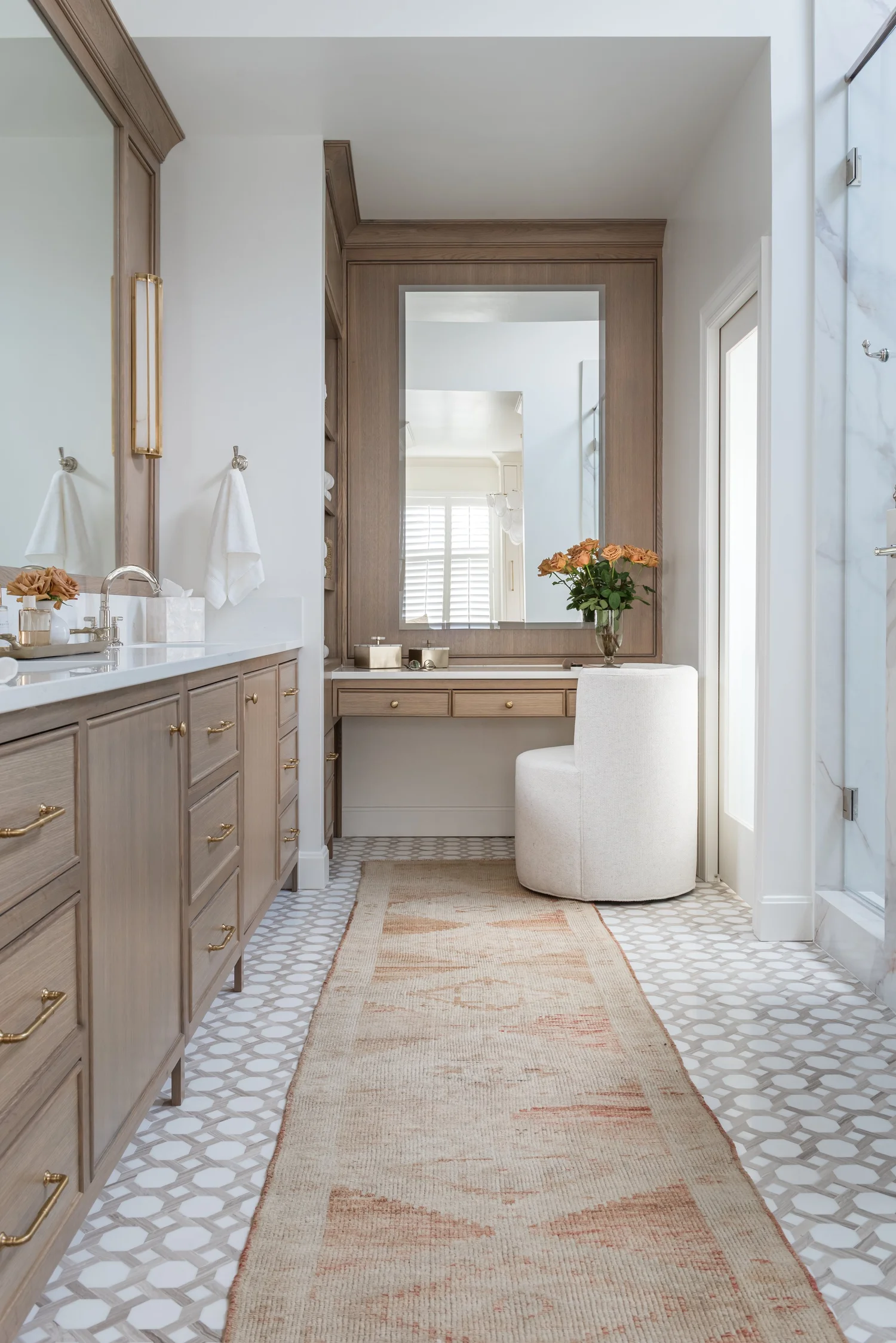 Spa-Inspired Primary Bath with Light Oak Cabinetry — Sarah Coe Design ...