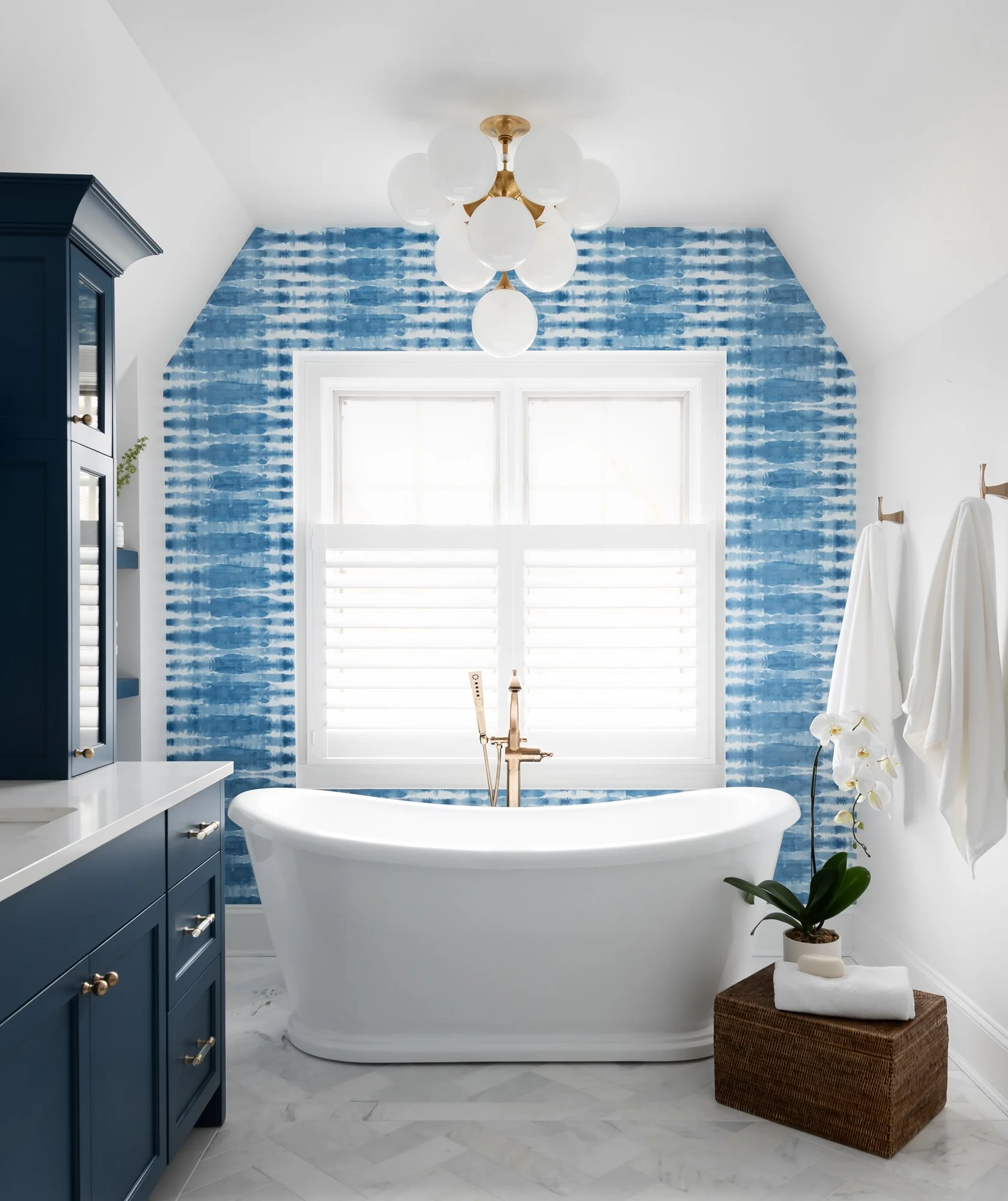 Blue Master Bathroom Remodel, Glen Ellyn, IL — Sarah Coe Design - Full ...