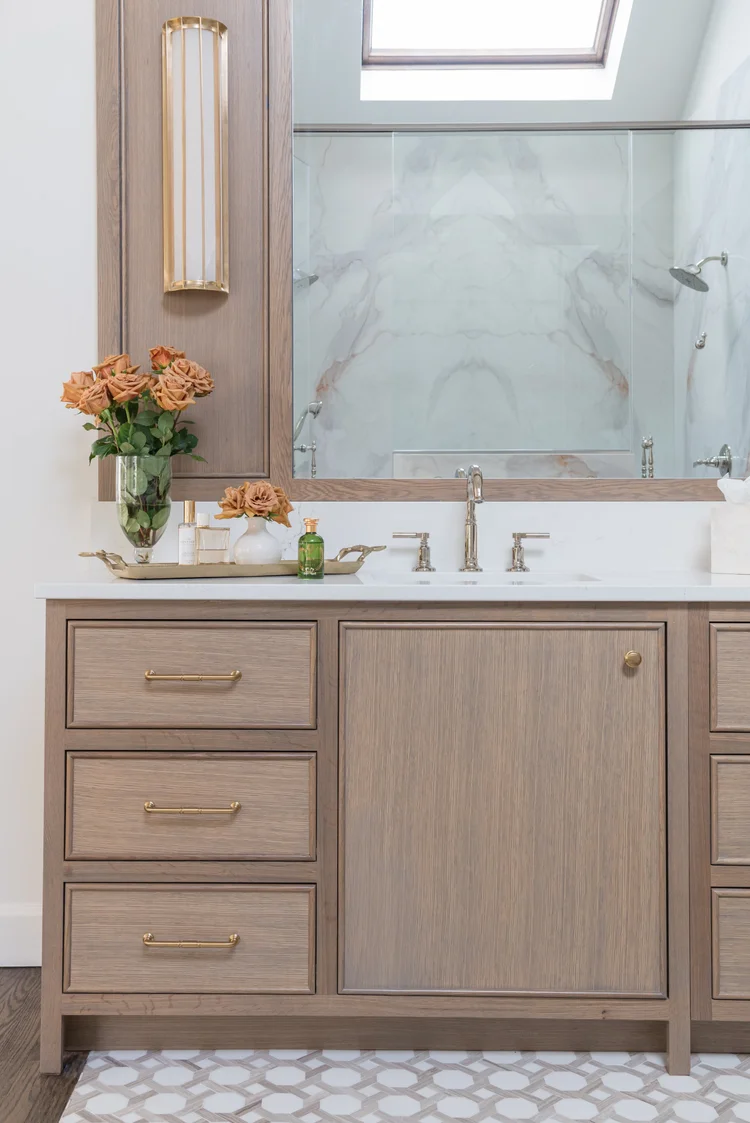 Spa-Inspired Primary Bath with Light Oak Cabinetry — Sarah Coe Design ...