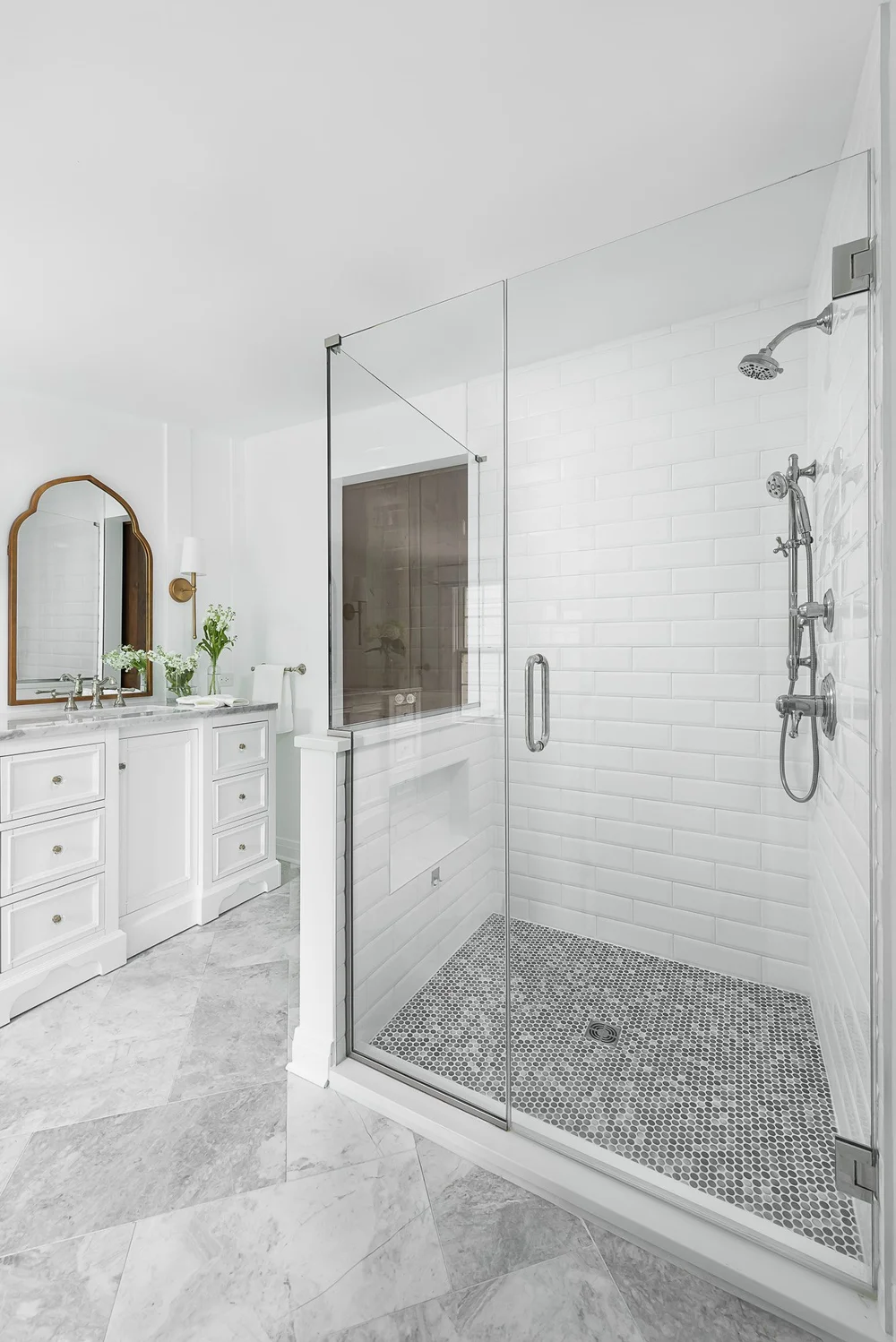 Crisp White Primary Bath Project, Glen Ellyn, IL — Sarah Coe Design ...